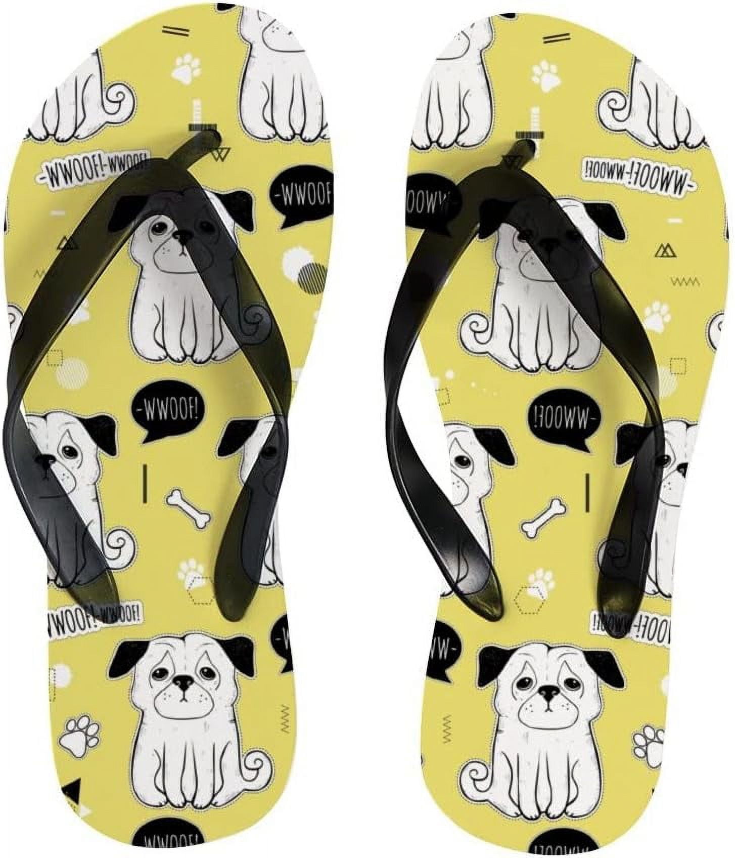 GZHJMY Women Flip Flops Slippers Cute Dog Puppy Striped Sandals for ...