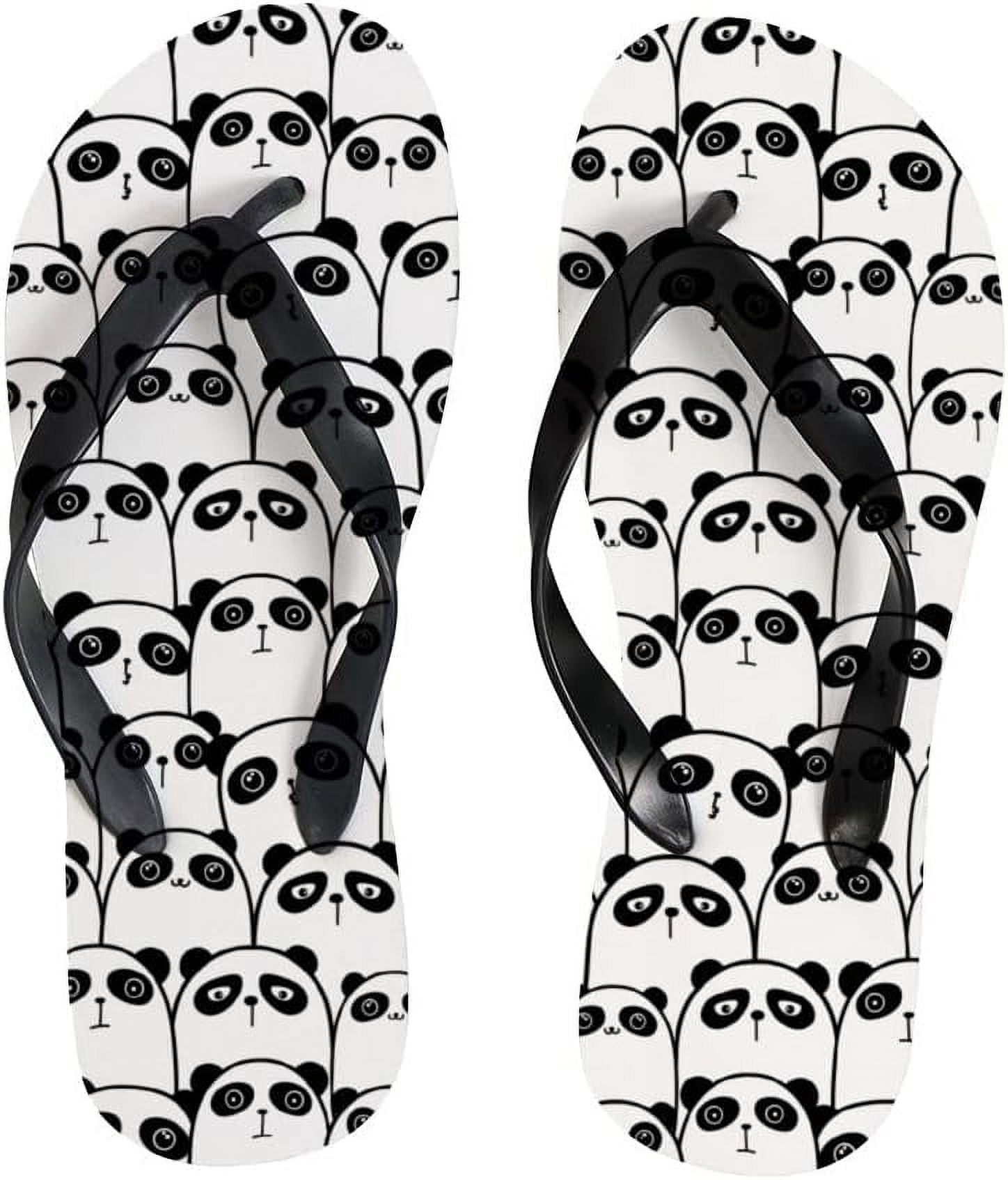 GZHJMY Women Flip Flops Slippers Cute Panda Animal Black White Sandals ...