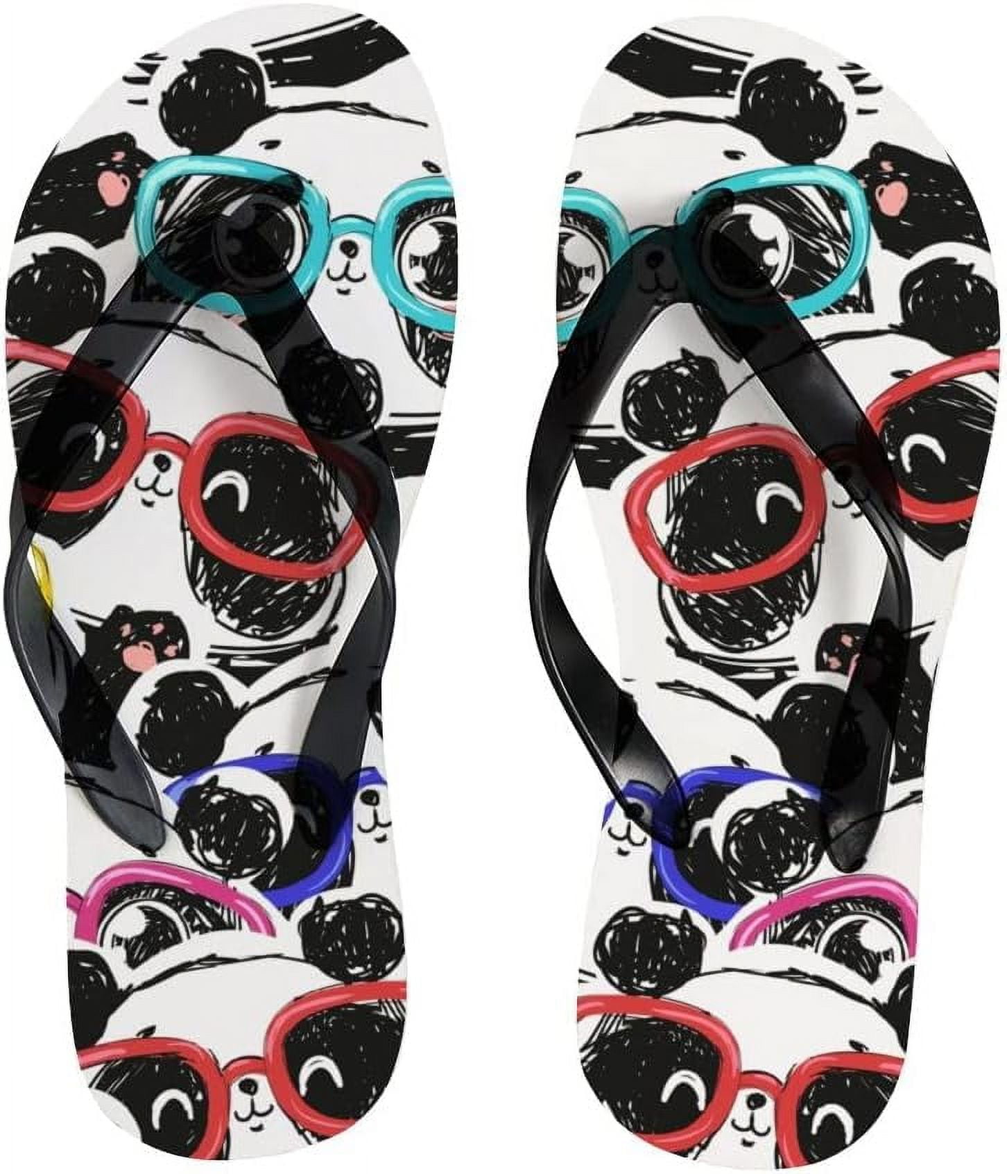 GZHJMY Women Flip Flops Slippers Cute Pandas Animals Cartoon Sandals ...