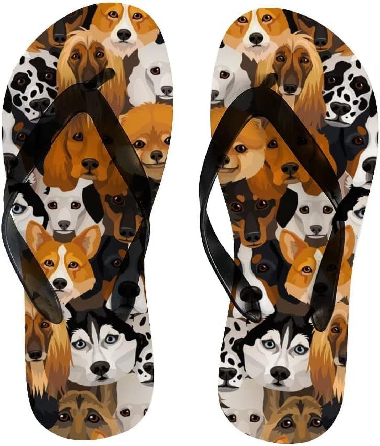 GZHJMY Women Flip Flops Slippers Cute Vintage Dog Puppy Sandals for ...