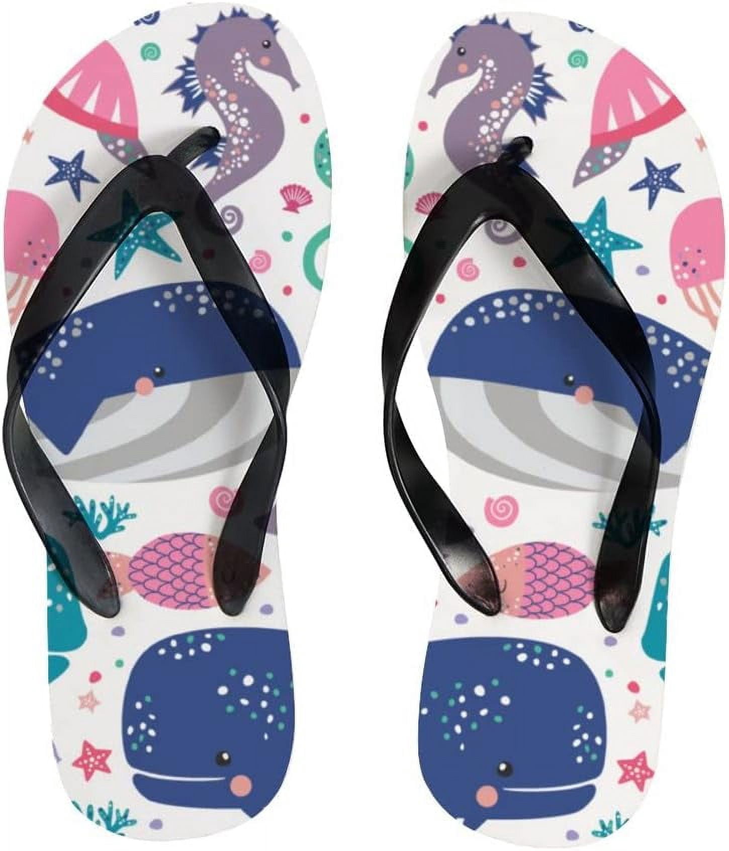 GZHJMY Women Flip Flops Slippers Cute Whale Seahorse Fish Aquatic World ...