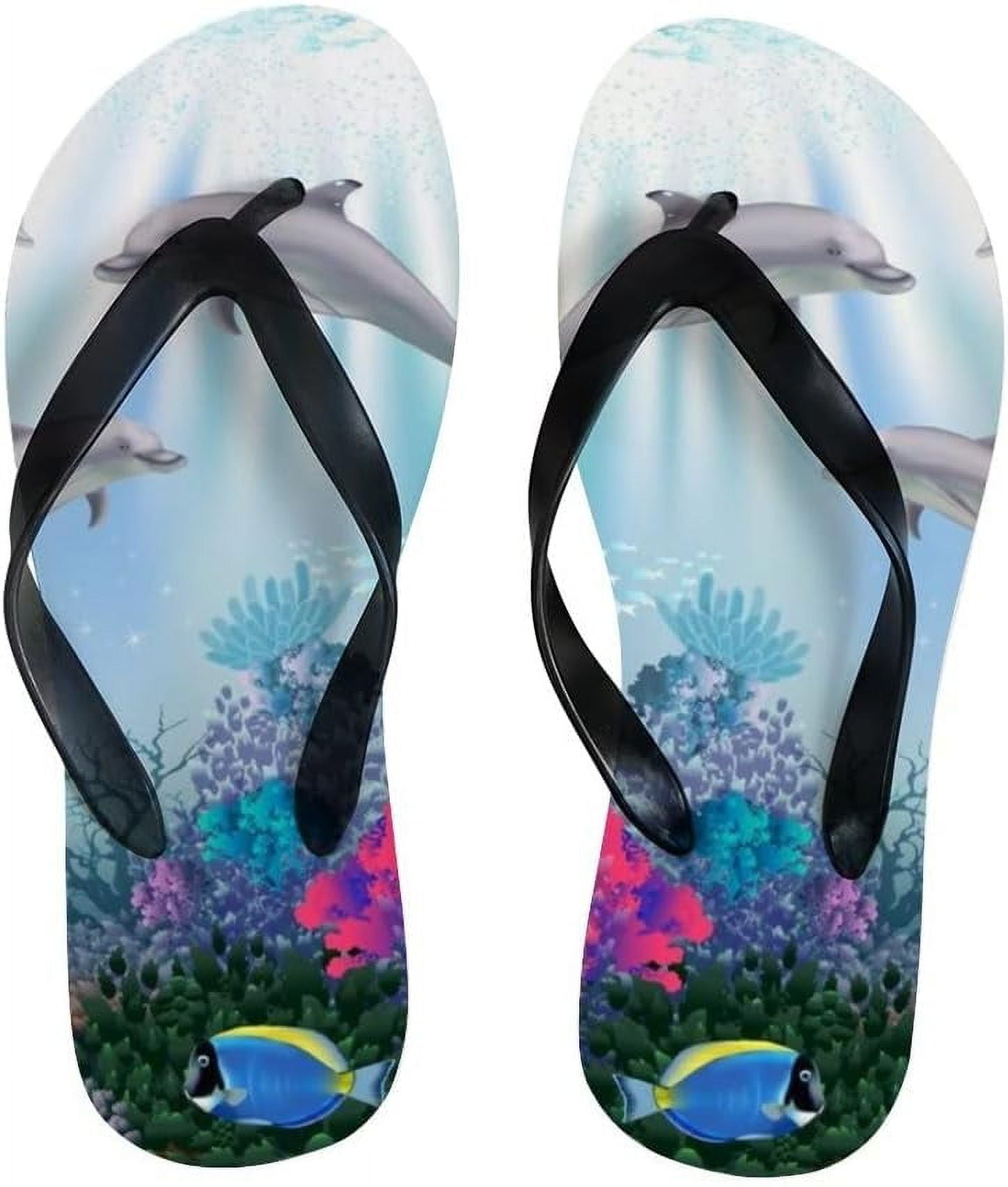 GZHJMY Women Flip Flops Slippers Dolphin Ocean Sea World Animal Aquatic ...