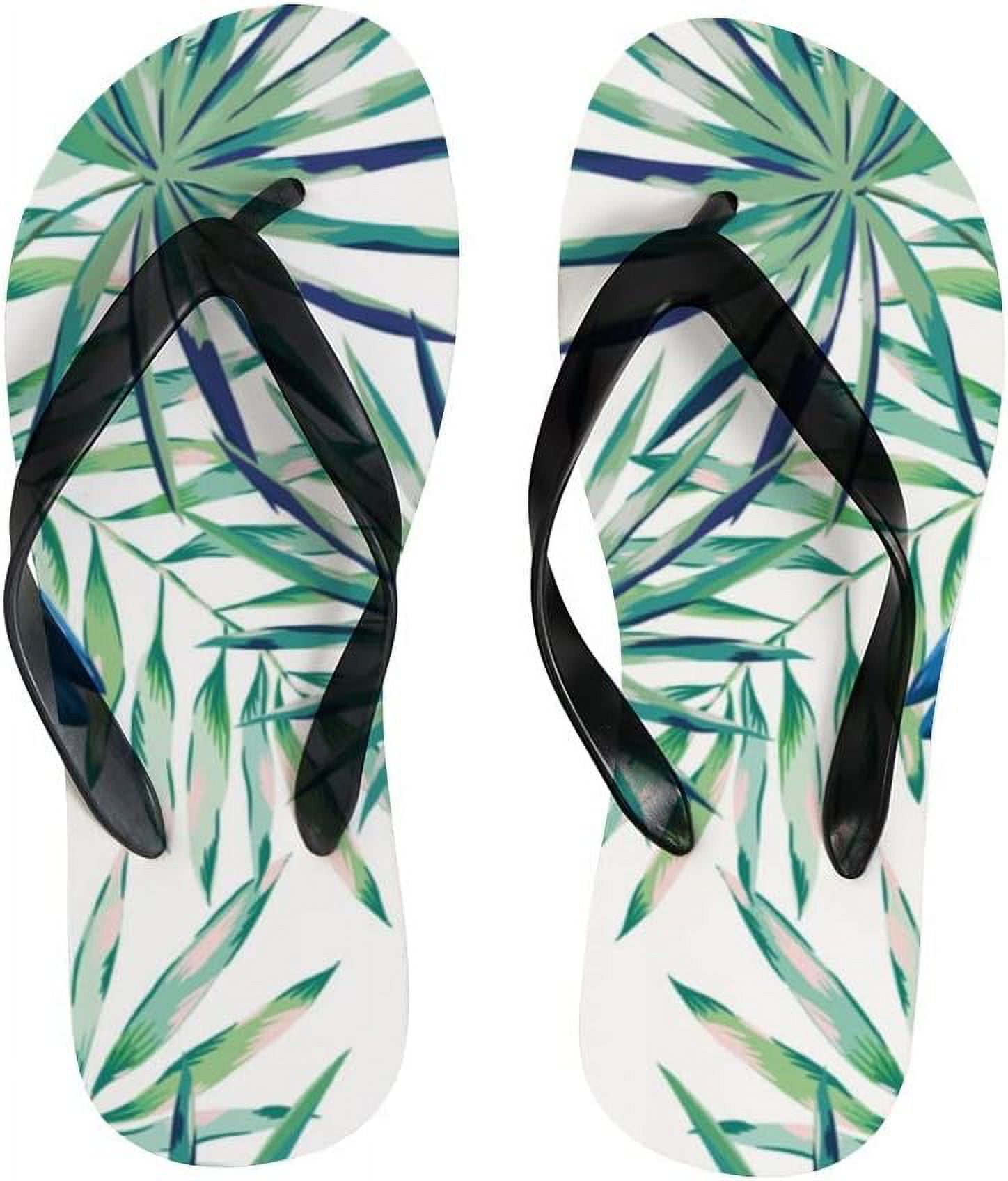 GZHJMY Women Flip Flops Slippers Parrot Birds Floral Tropical Leaves ...