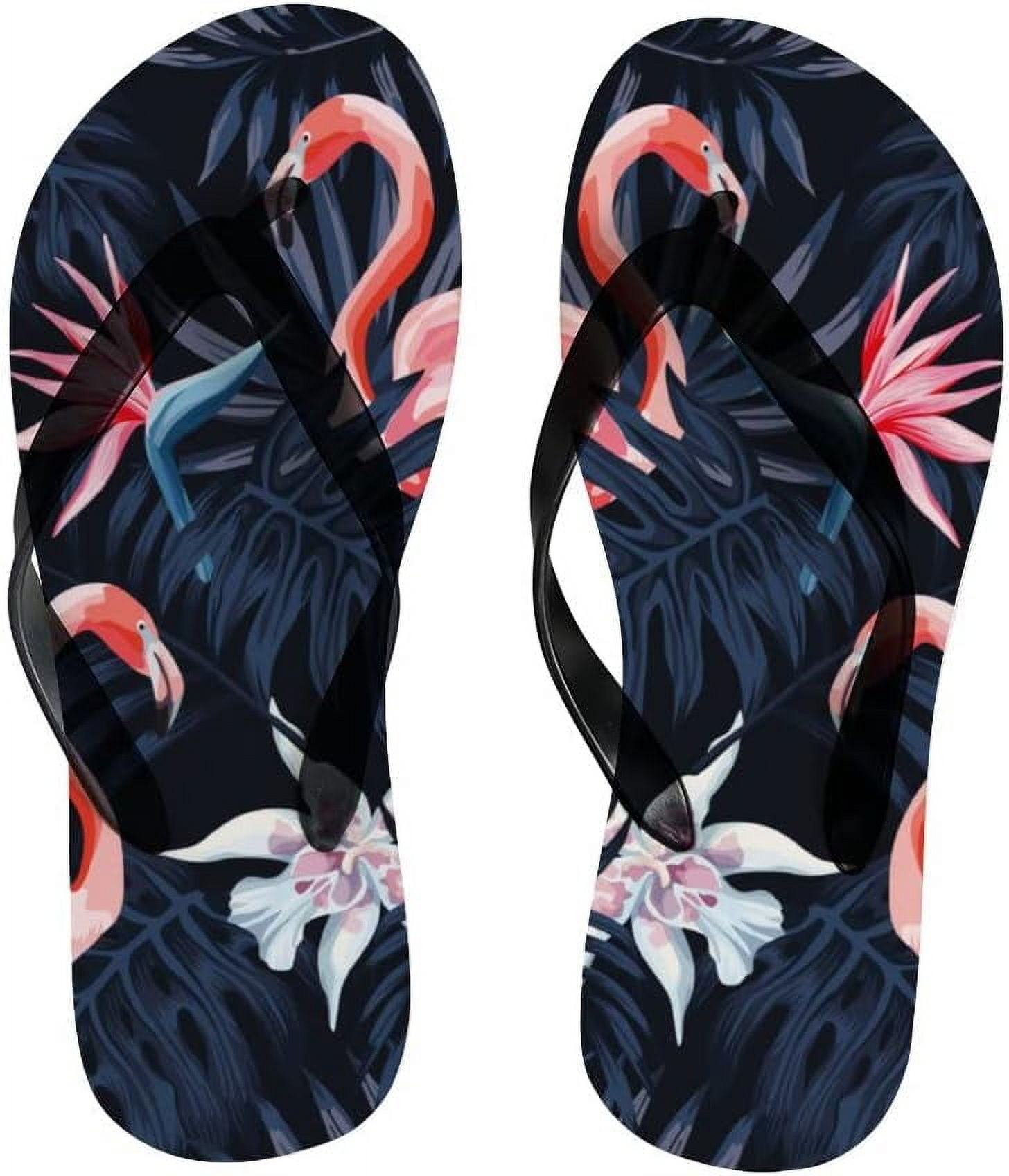 GZHJMY Women Flip Flops Slippers Tropical Flamingo Bird Jungle Palm ...