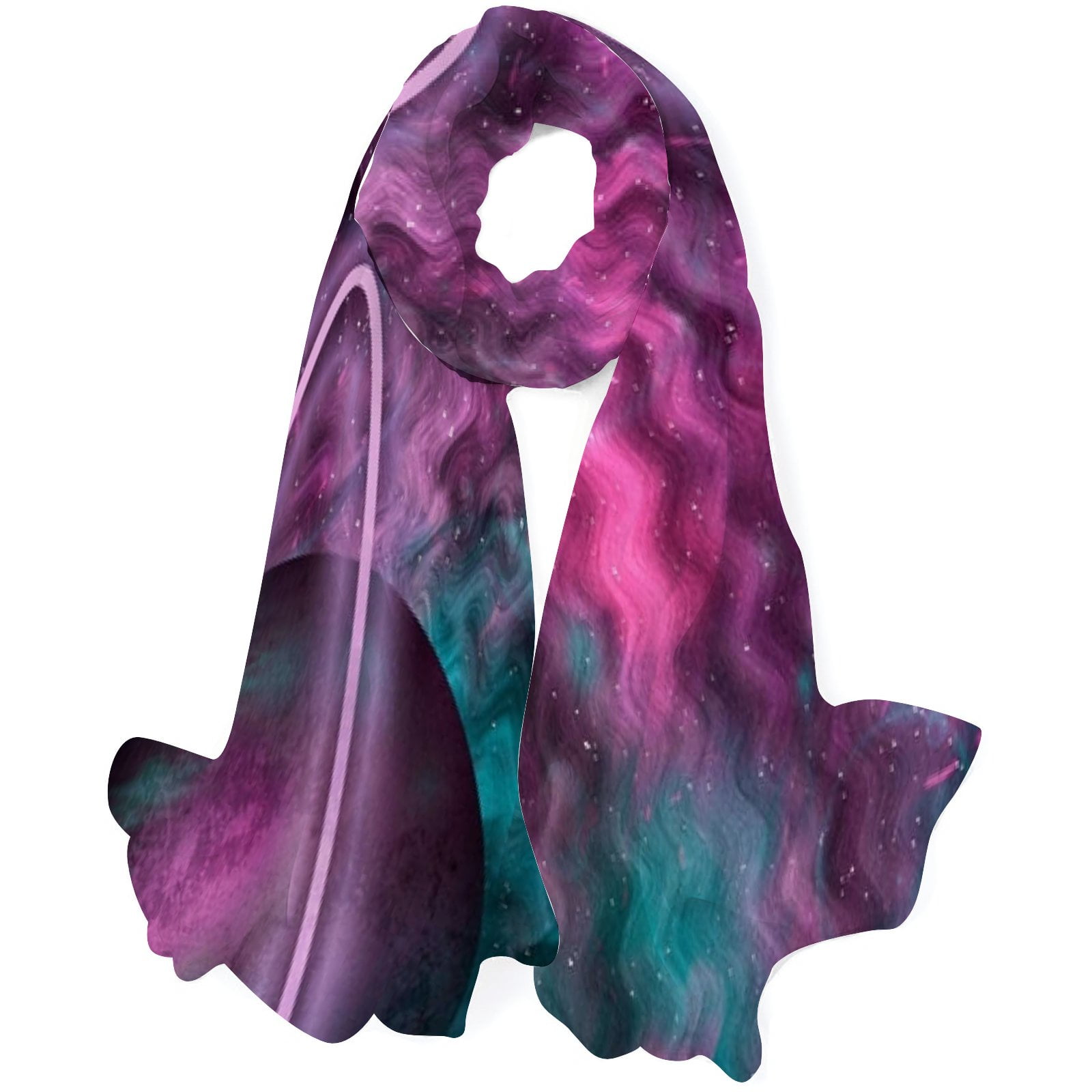 GZHJMY Women Girls Long Silk Scarf, Alien Planet in Outer Space Summer ...