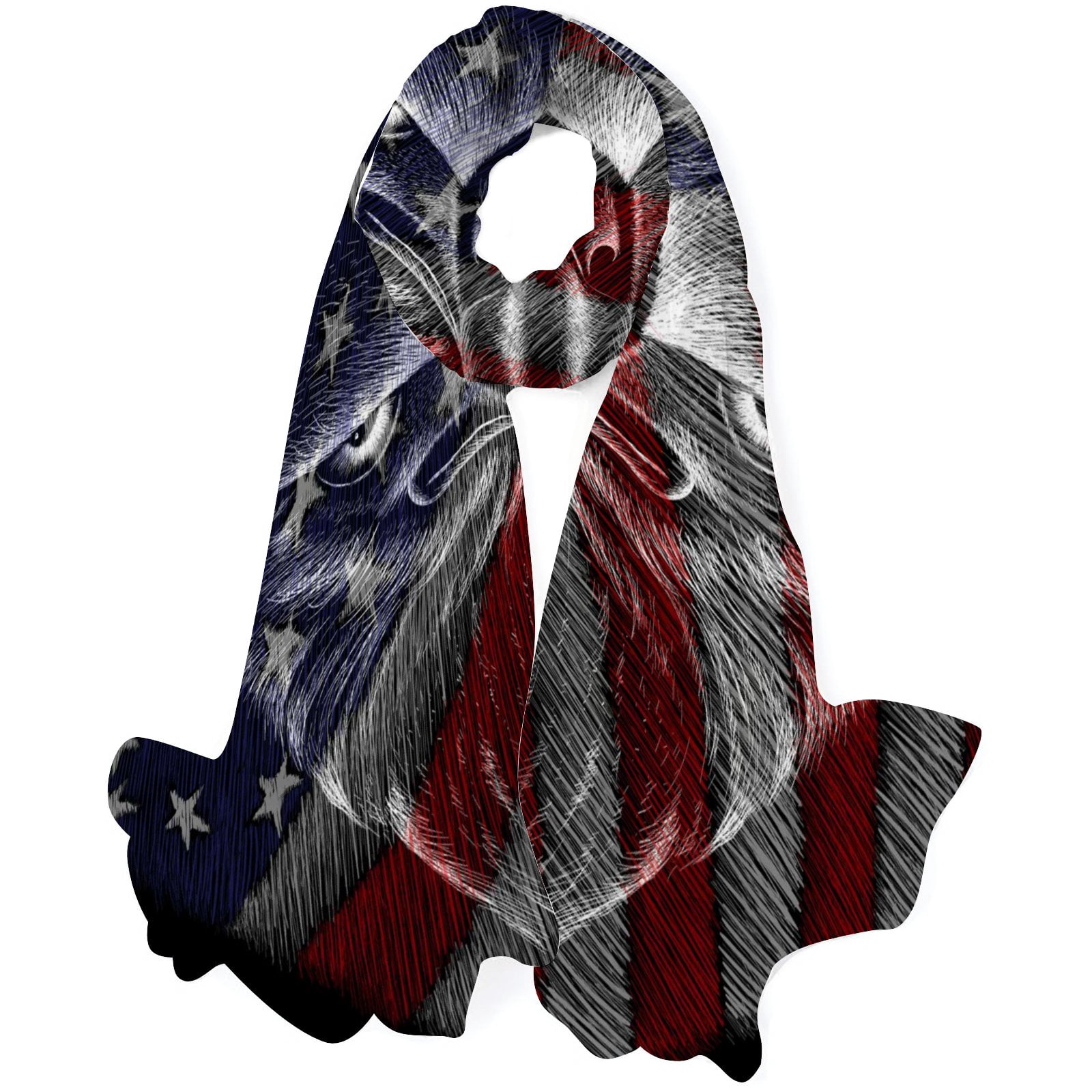 GZHJMY Women Girls Long Silk Scarf, American Eagle Summer Lightweight ...