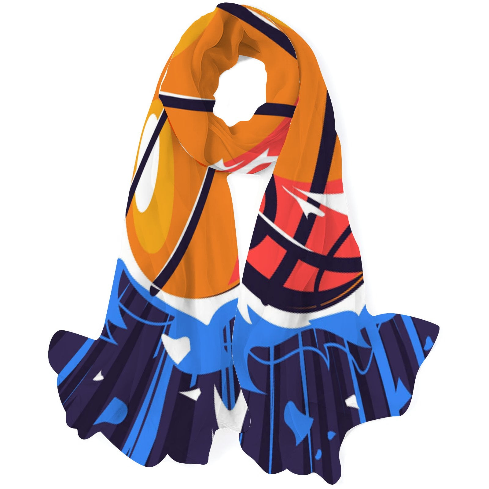 GZHJMY Women Girls Long Silk Scarf, Basketball on Fire, with A Dynamic ...