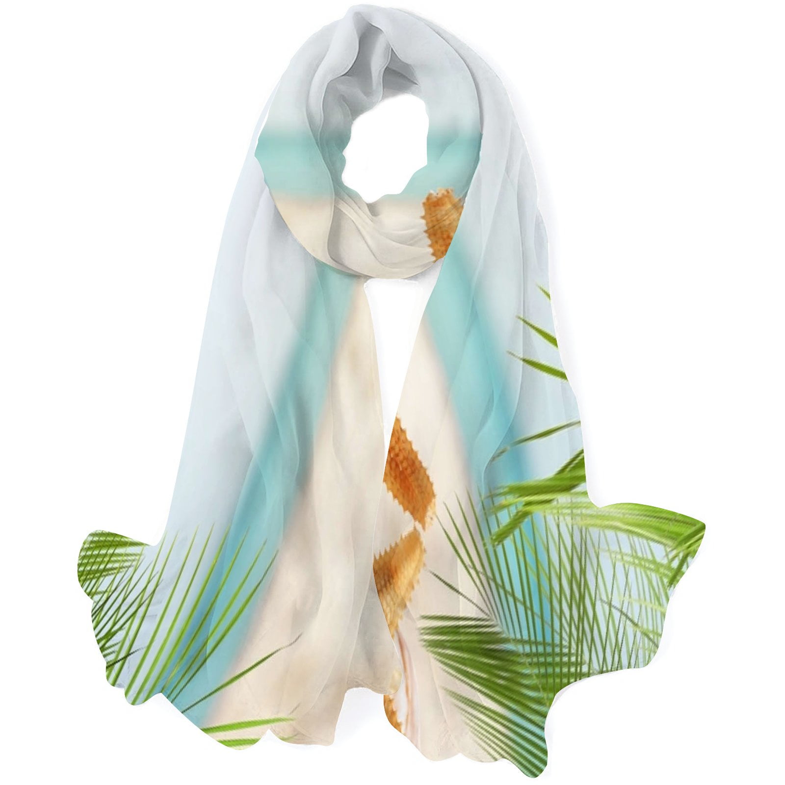 GZHJMY Women Girls Long Silk Scarf, Beautiful sea stars and seashells ...