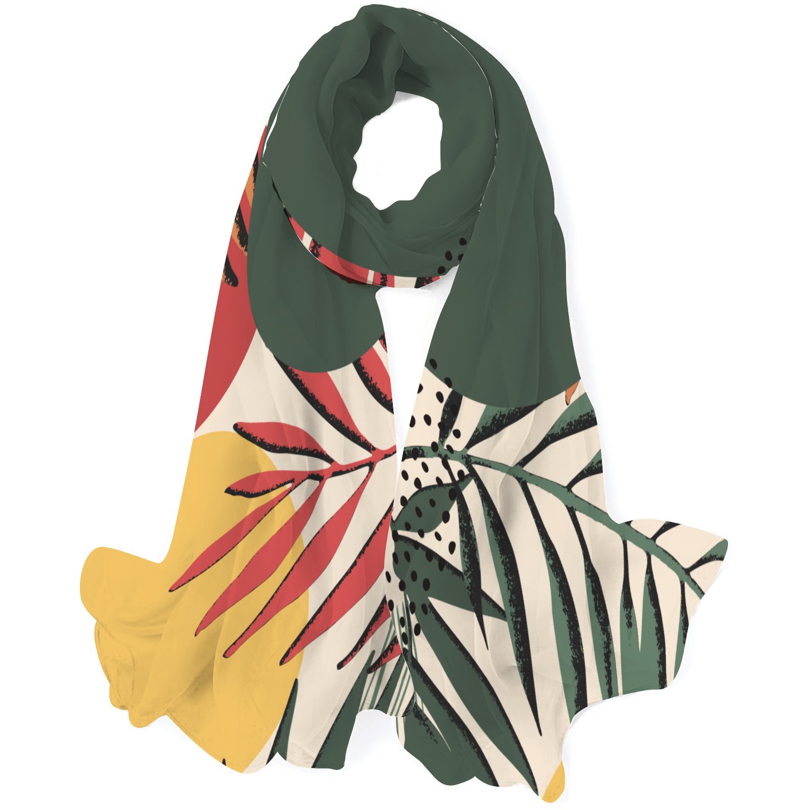 GZHJMY Women Girls Long Silk Scarf, Bohemian Plants Summer Lightweight ...