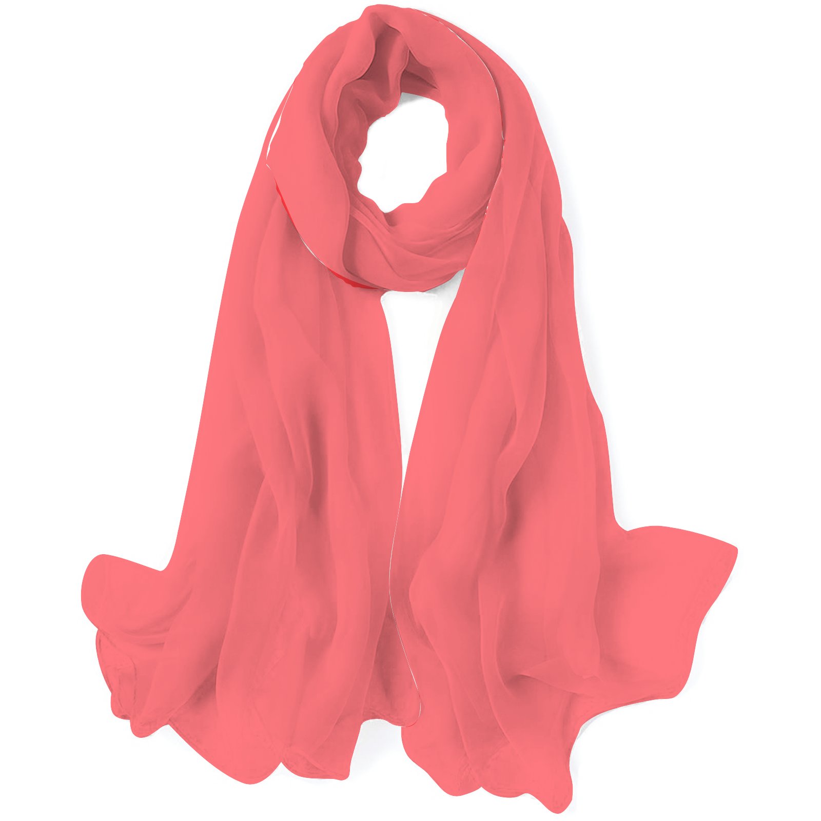 GZHJMY Women Girls Long Silk Scarf, Bright Pink Solid Color Summer ...