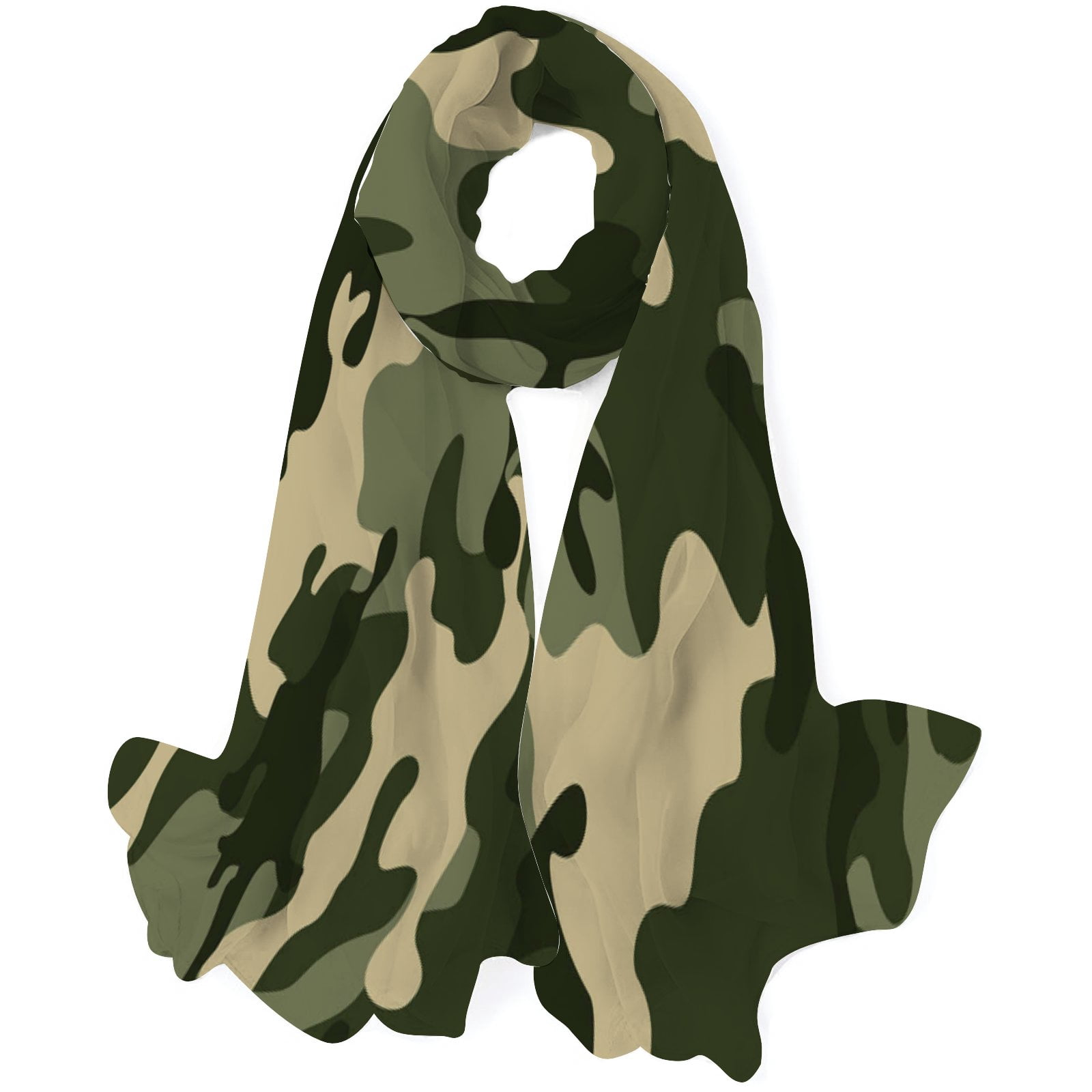 GZHJMY Women Girls Long Silk Scarf, Camouflage Seamless Pattern Summer ...