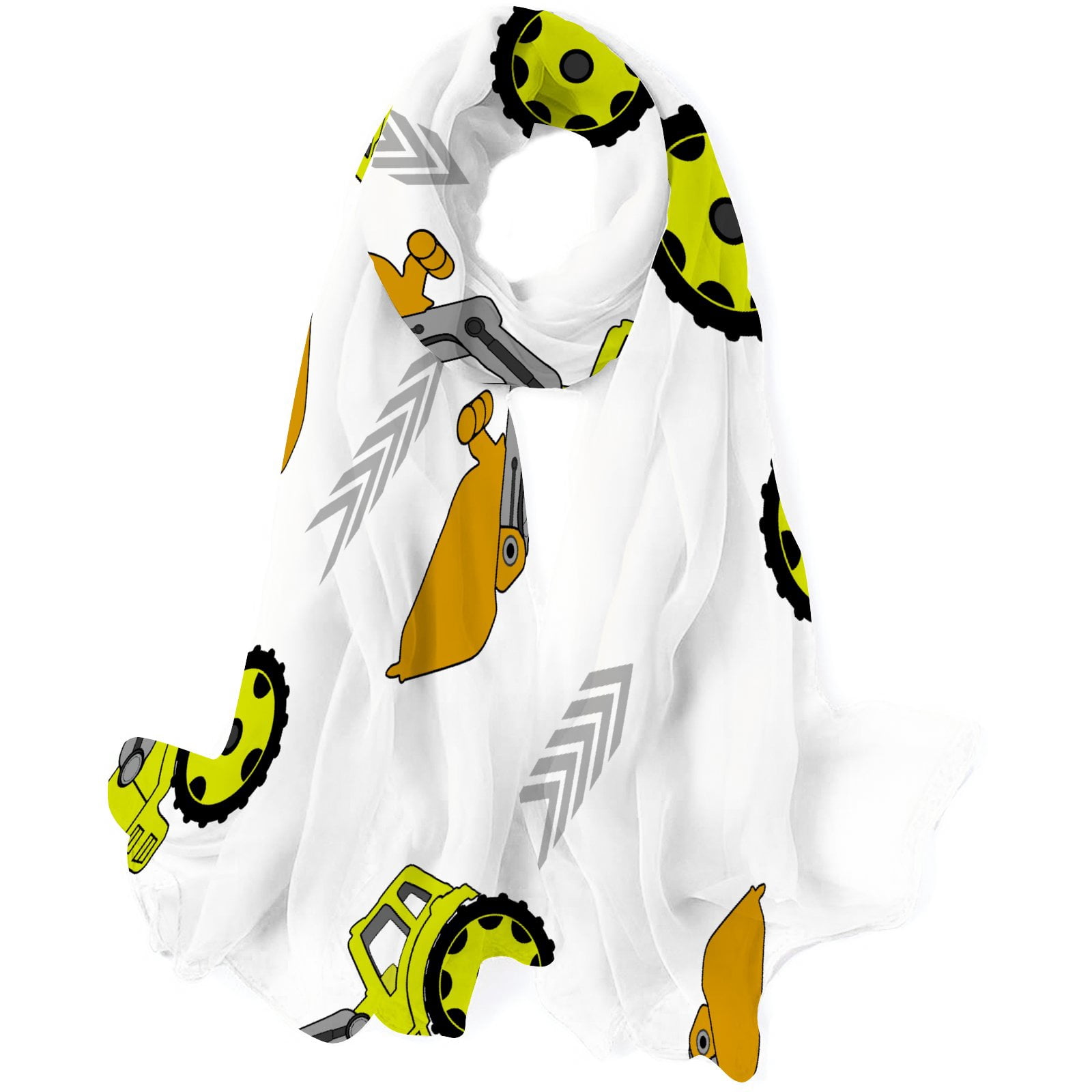 GZHJMY Women Girls Long Silk Scarf, Cartoon Cool Yellow Toy Car Summer ...