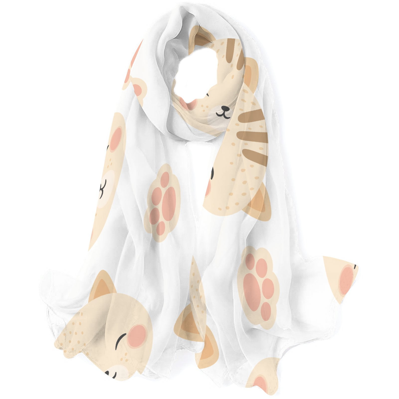 GZHJMY Women Girls Long Silk Scarf, Cartoon Cute Orange Bear Summer ...