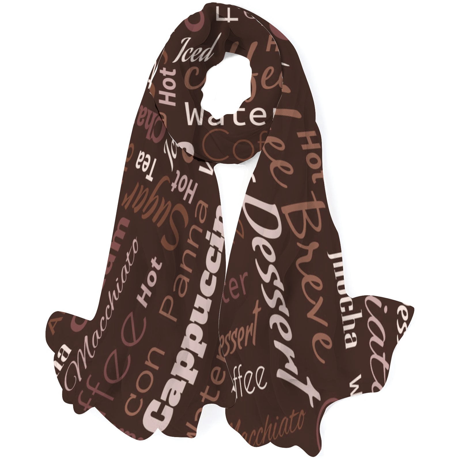 GZHJMY Women Girls Long Silk Scarf, Coffee Tags for Fast Food Design ...