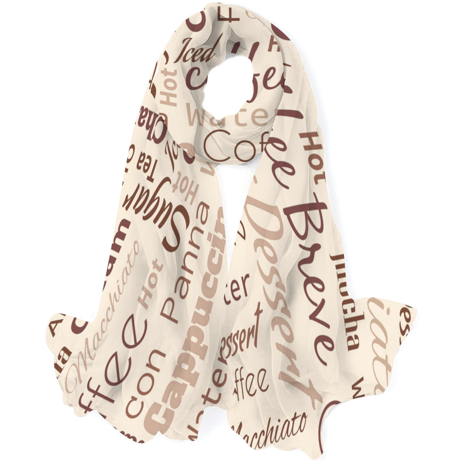 GZHJMY Women Girls Long Silk Scarf, Coffee Tags for Fast Food Summer ...