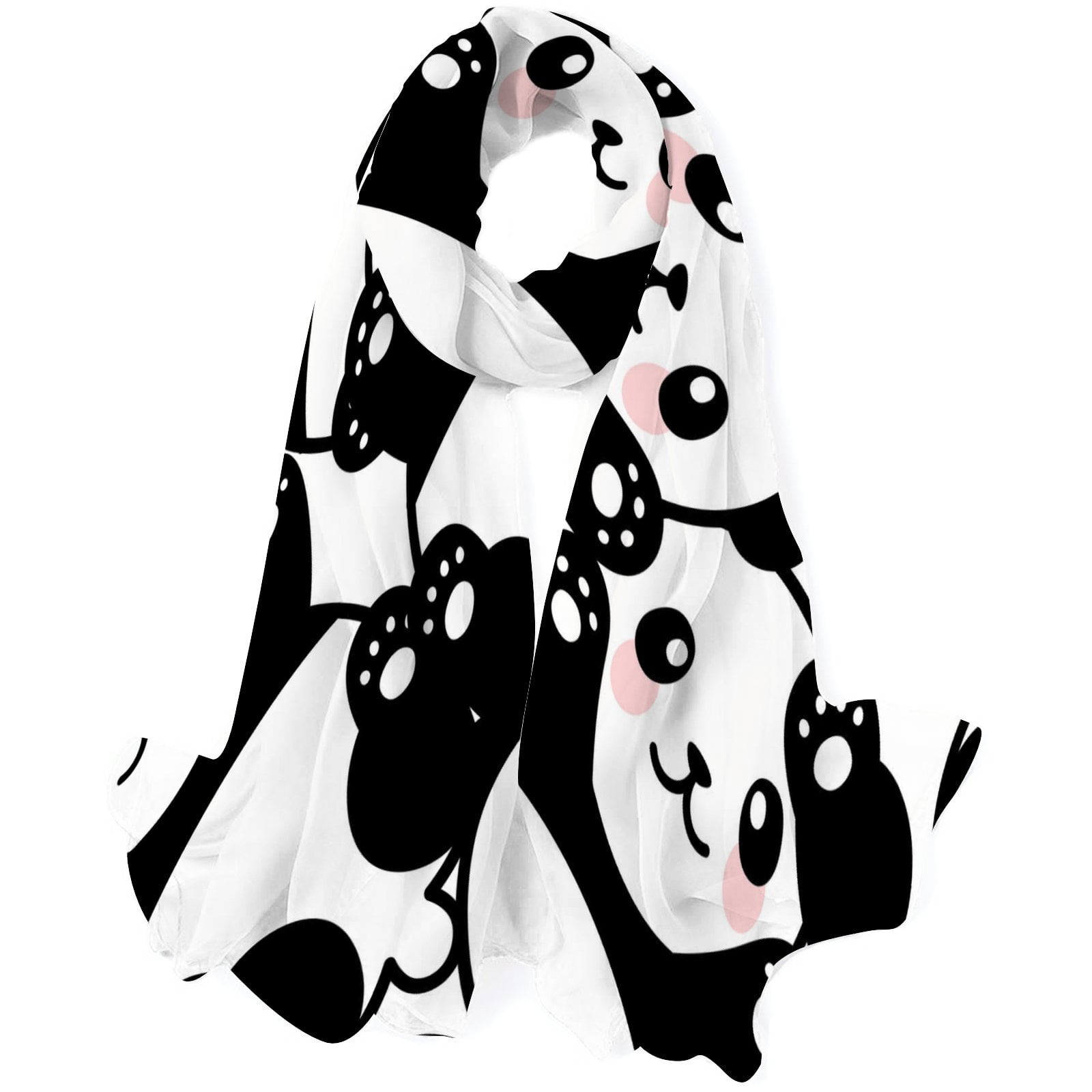 GZHJMY Women Girls Long Silk Scarf, Cute Pandas Summer Lightweight ...