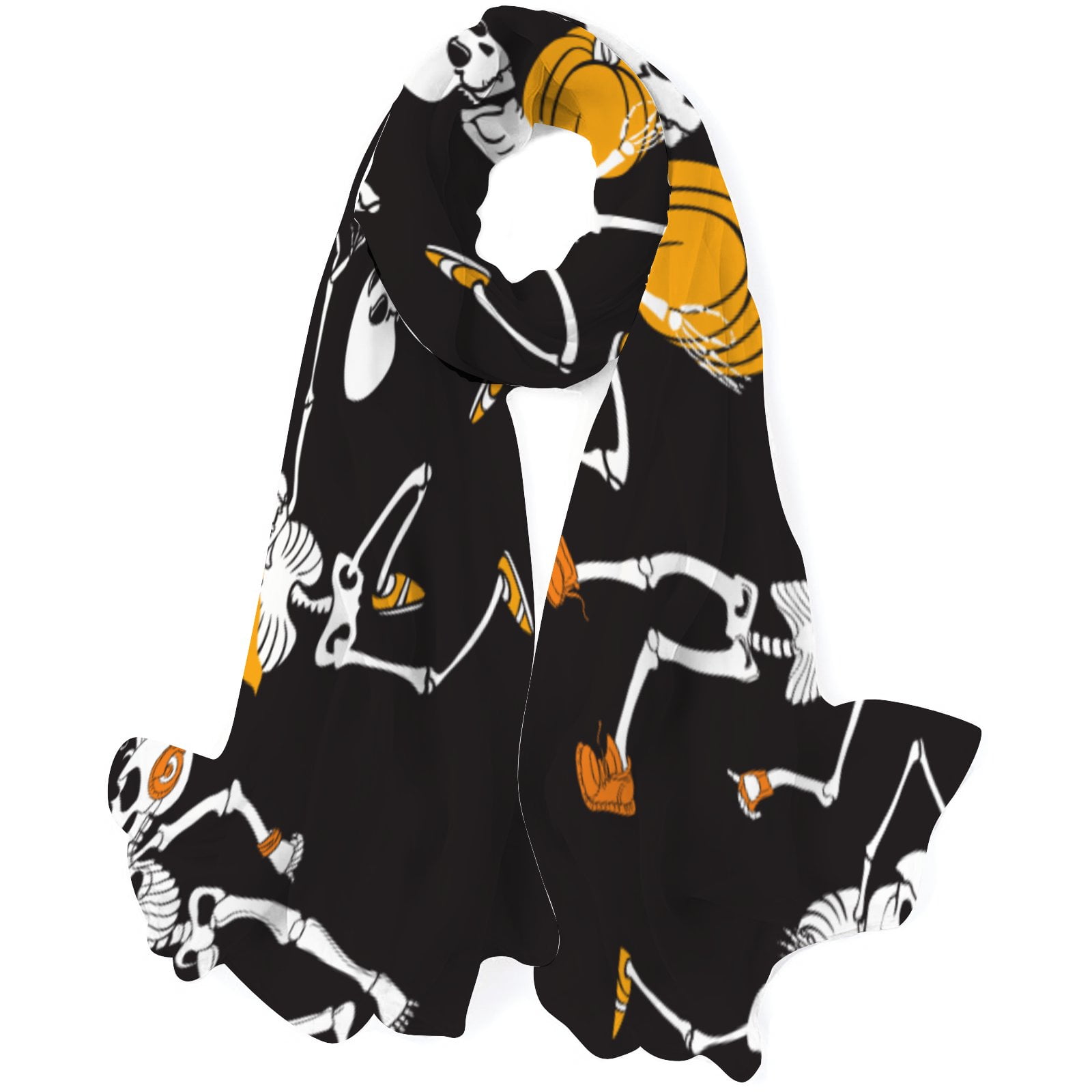 GZHJMY Women Girls Long Silk Scarf, Dancing Skeleton Summer Lightweight ...
