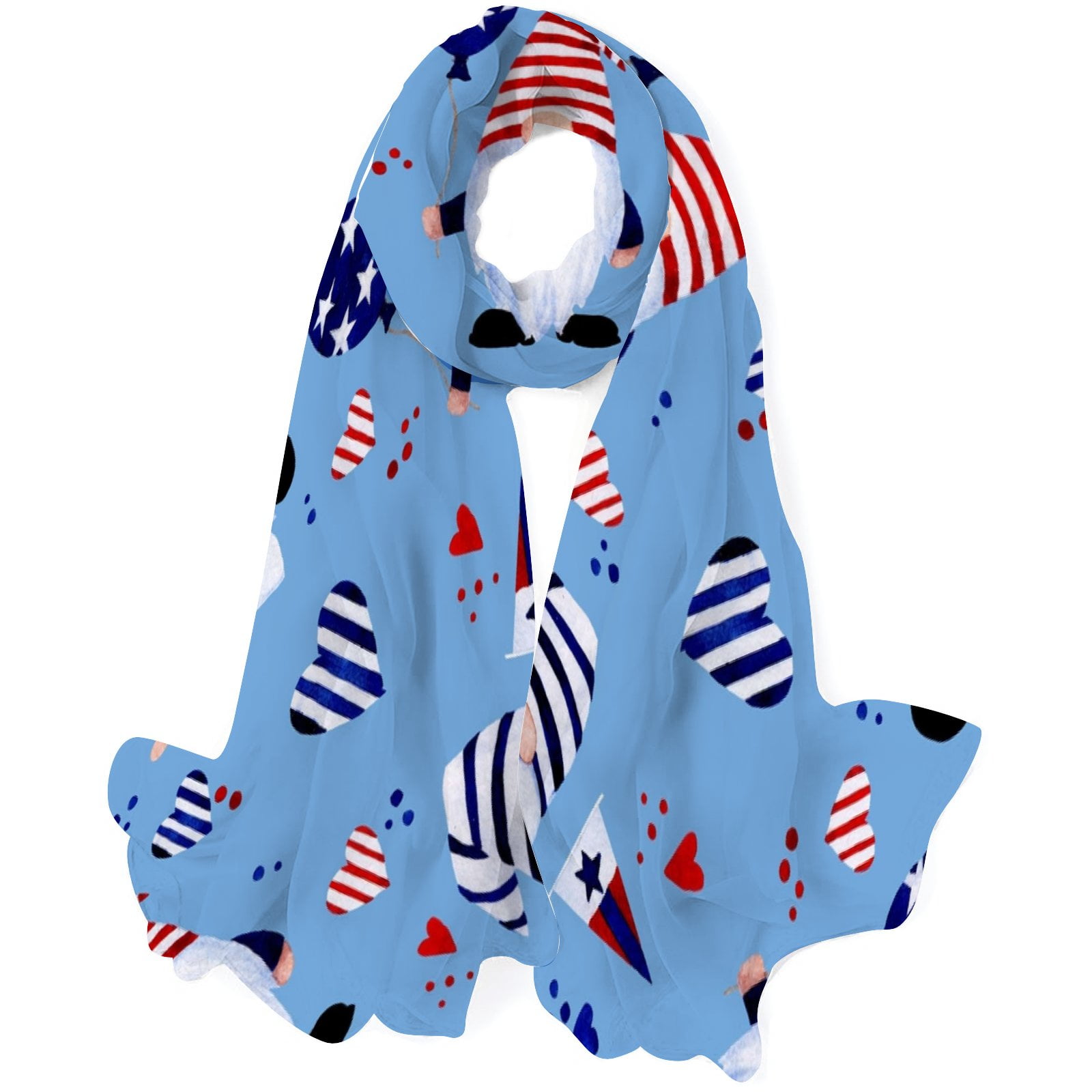 GZHJMY Women Girls Long Silk Scarf, Festive Balloons Fireworks Flags ...