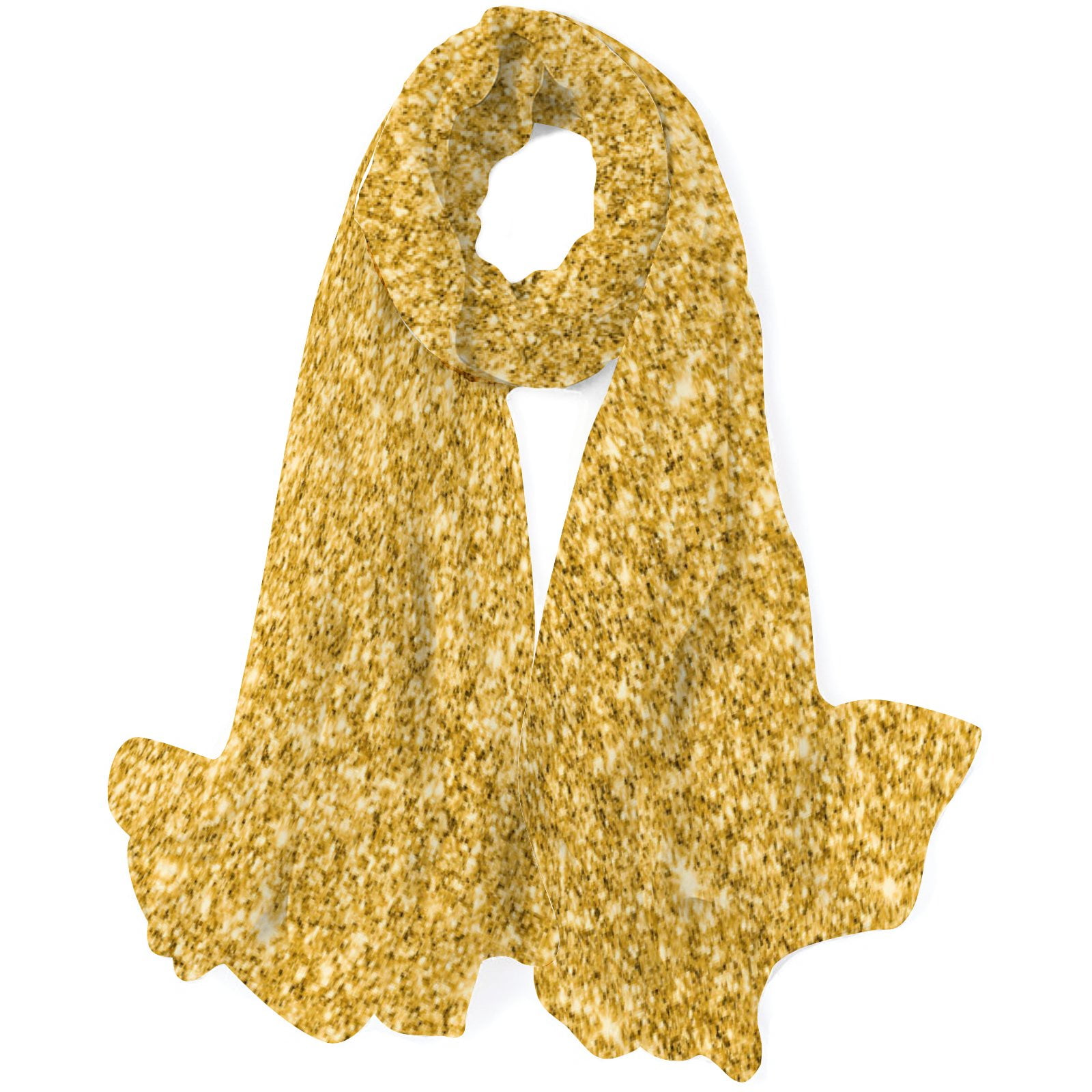 GZHJMY Women Girls Long Silk Scarf, Gold Glitter Texture Sparkling ...