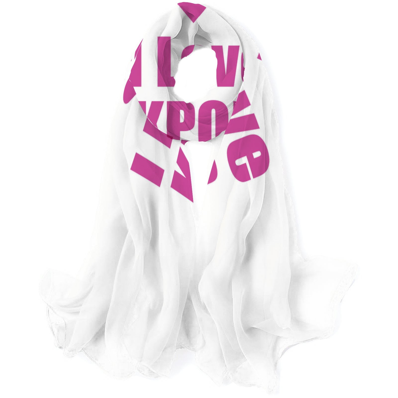 GZHJMY Women Girls Long Silk Scarf, I Love Kpop Summer Lightweight ...