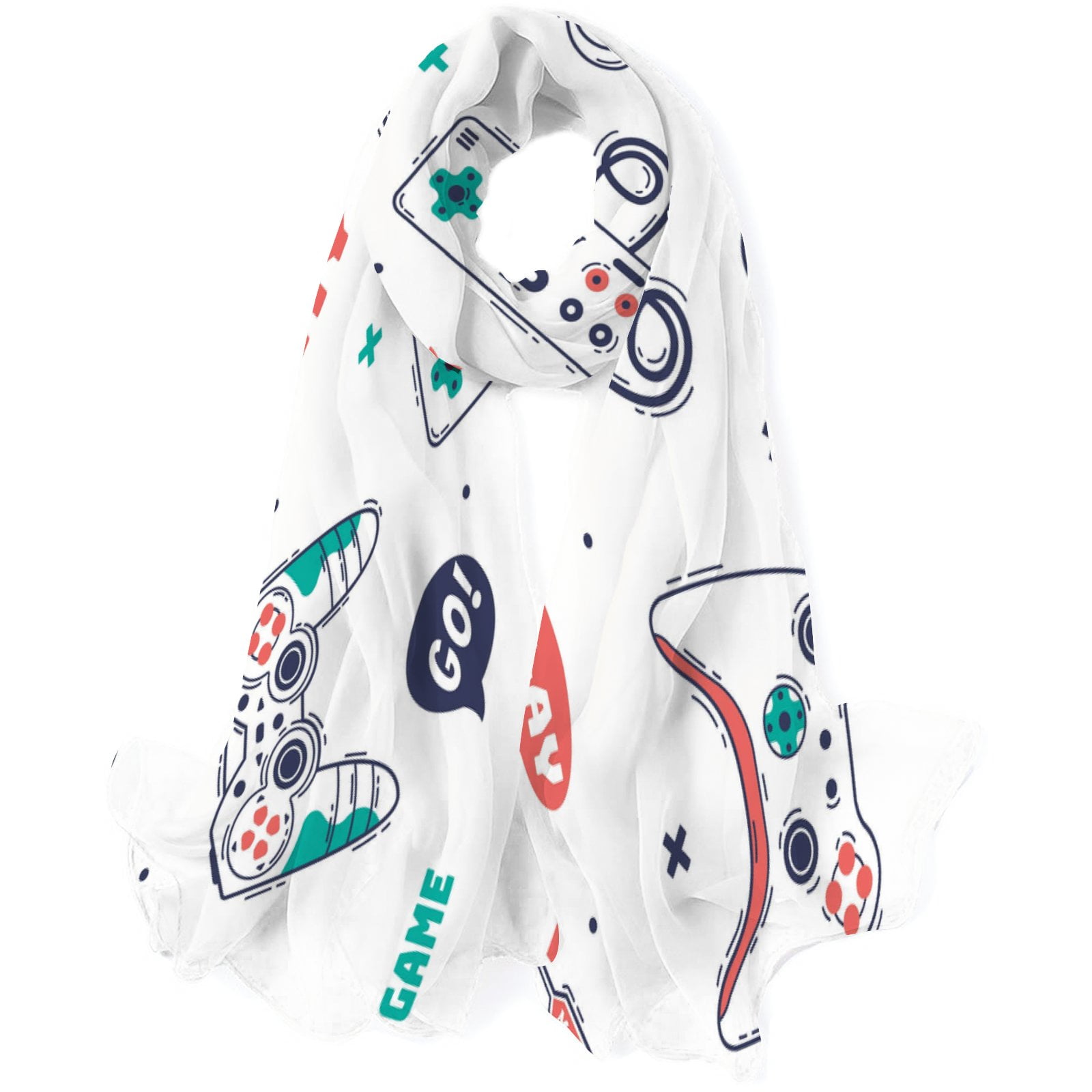 GZHJMY Women Girls Long Silk Scarf, Modern Game Console Controllers ...