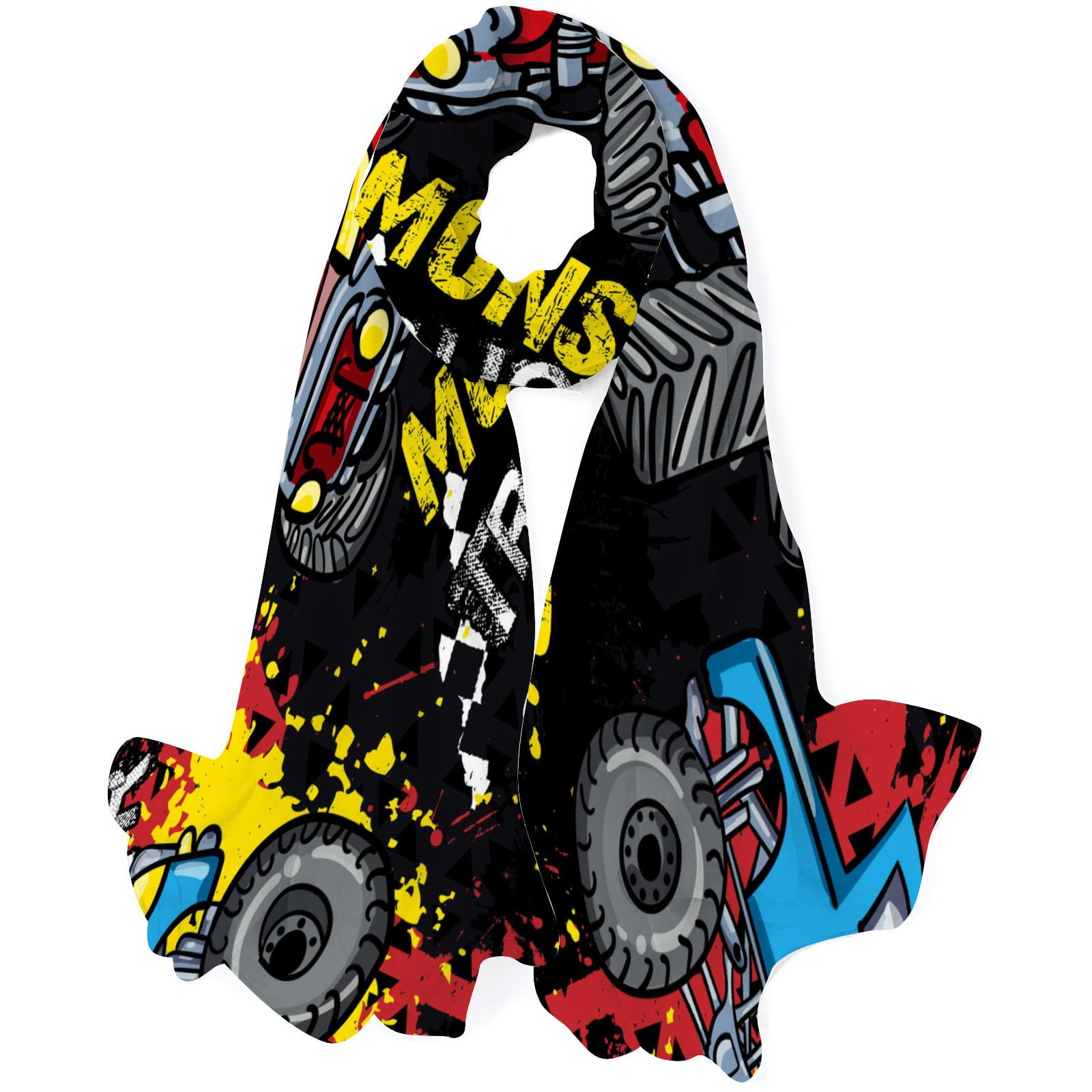 GZHJMY Women Girls Long Silk Scarf, Mtcartoon Cool Toy Red Racing Car ...