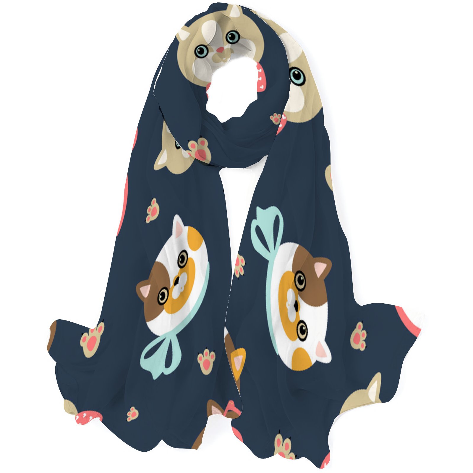 GZHJMY Women Girls Long Silk Scarf, Seamless Pattern with Portraits of ...