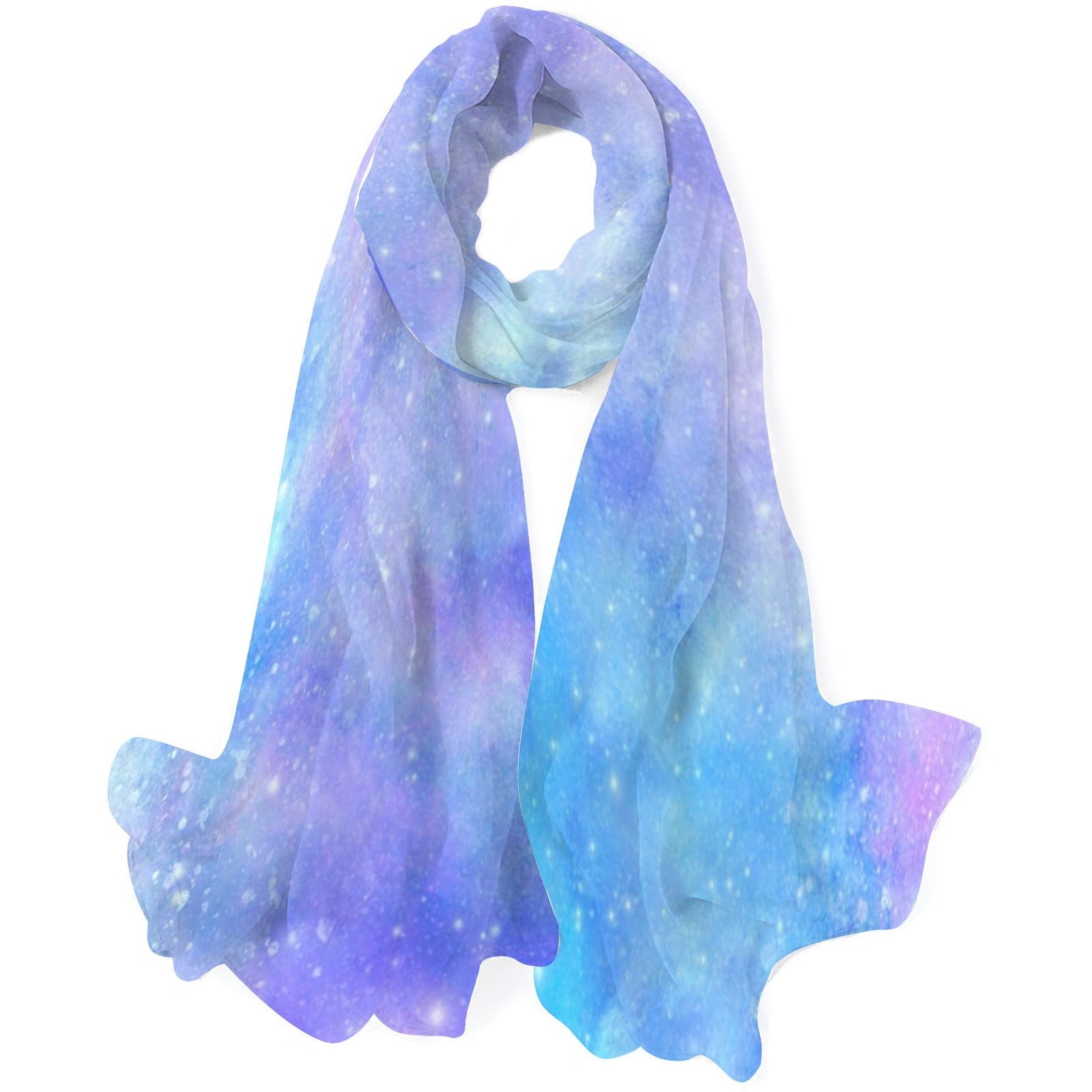 GZHJMY Women Girls Long Silk Scarf, Starry Sky with Vivid Neon Colors ...