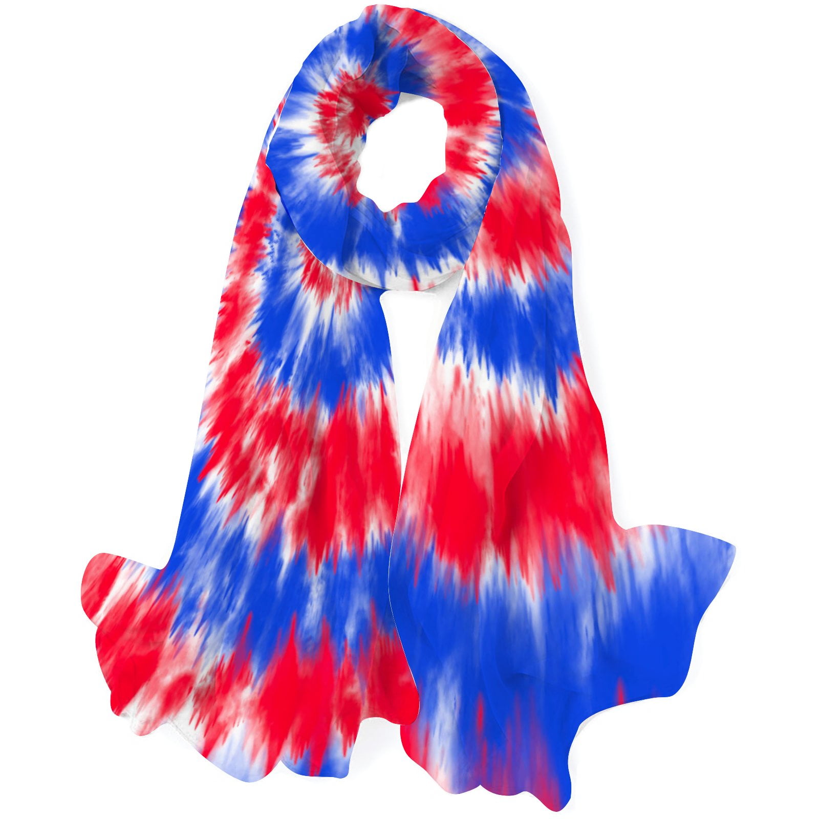 Gzhjmy Women Girls Long Silk Scarf Tie Dye American Flag Background