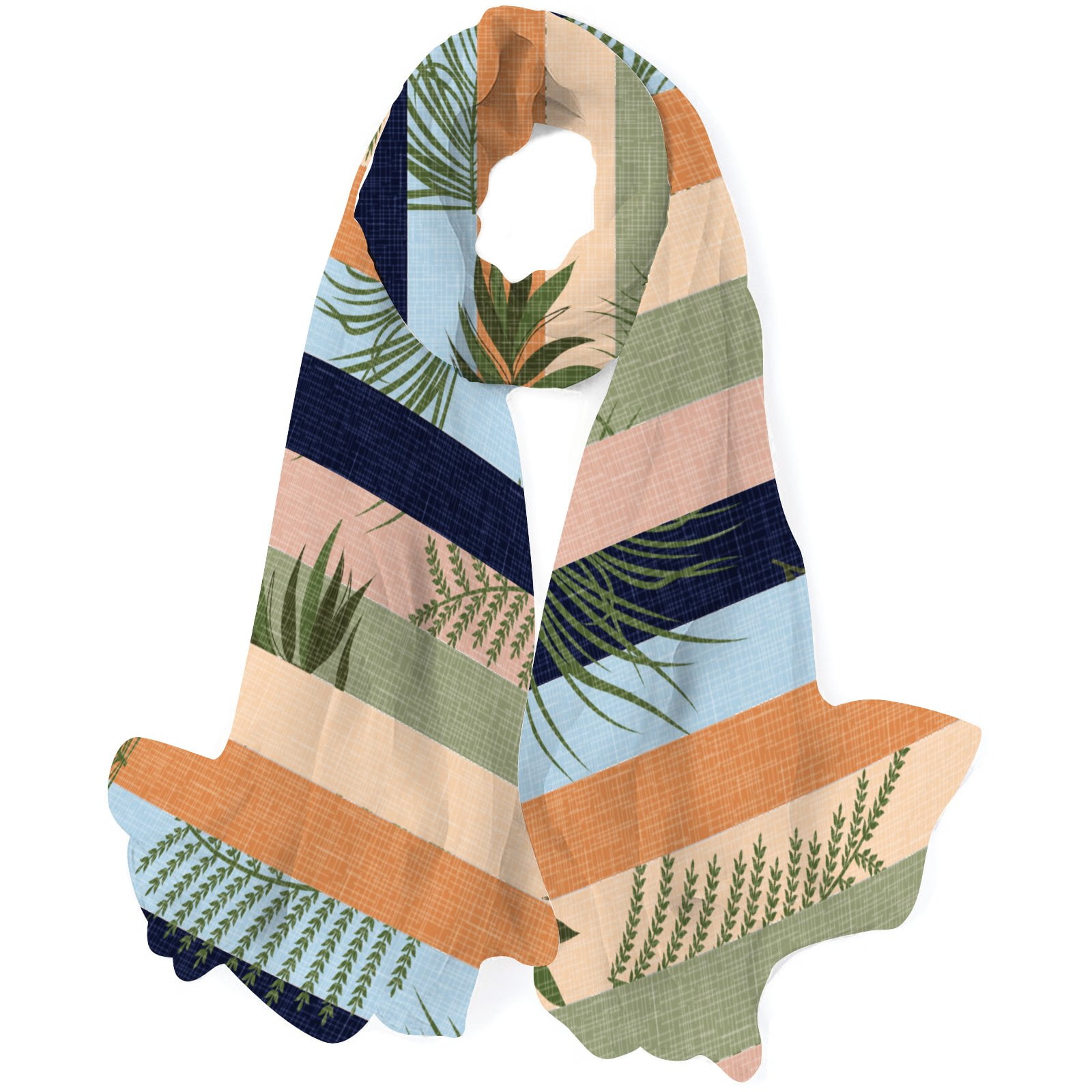 GZHJMY Women Girls Long Silk Scarf, Tropical Style Colorful Stripes ...
