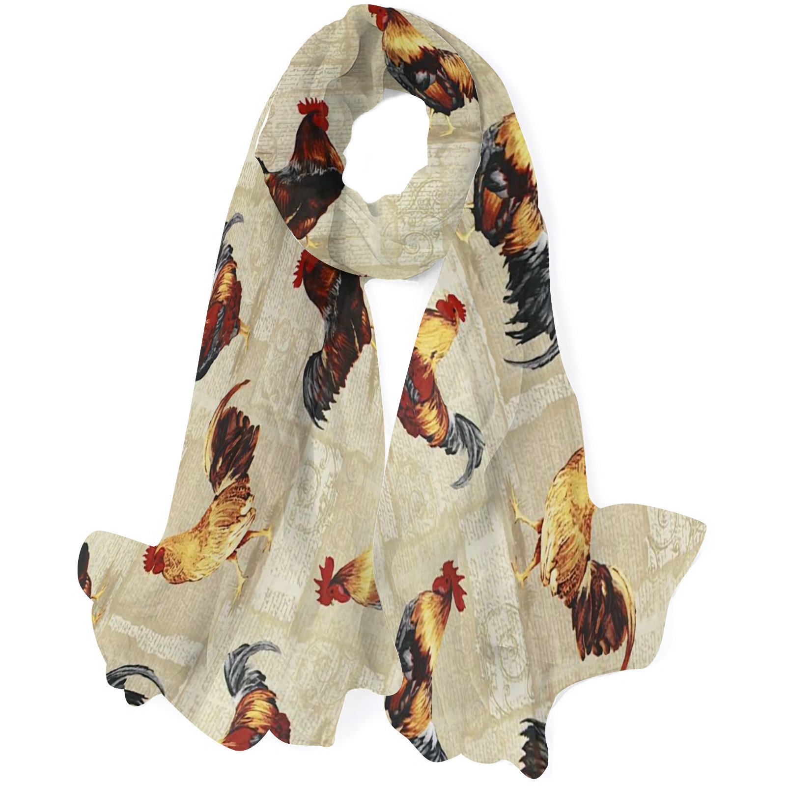GZHJMY Women Girls Long Silk Scarf, Vintage Chicken Summer Lightweight ...