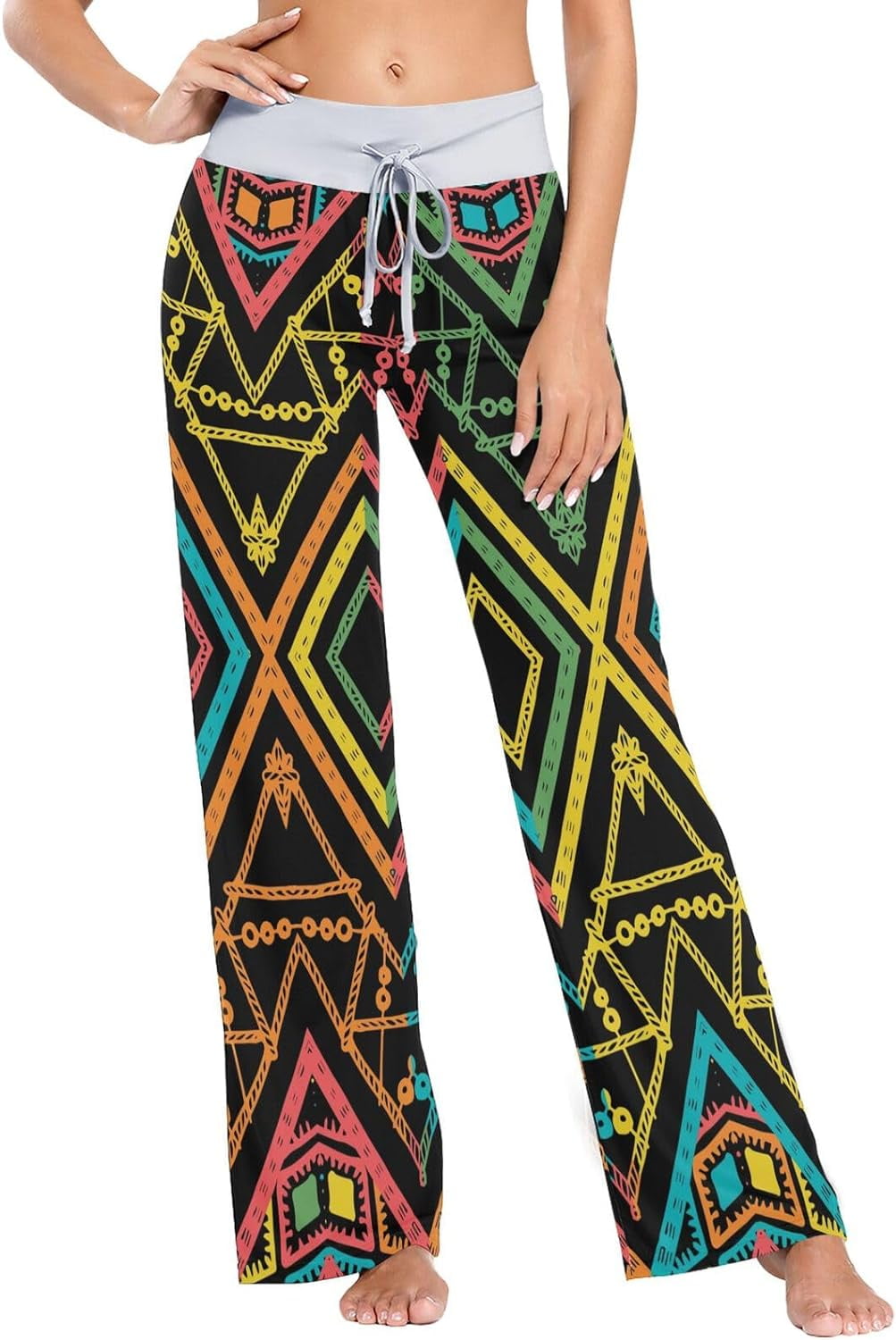 GZHJMY Women's Pajama Pants Abstract Jagged Pattern Comfy Stretch ...