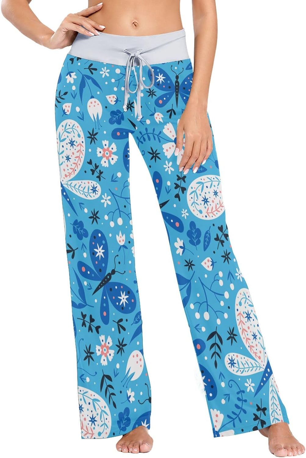 GZHJMY Women's Pajama Pants Blue Butterflies Comfy Stretch Sleepwear ...