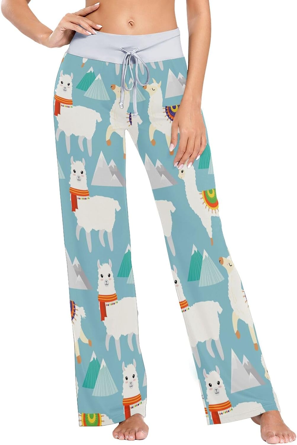 GZHJMY Women's Pajama Pants Llama Blue Comfy Stretch Sleepwear ...