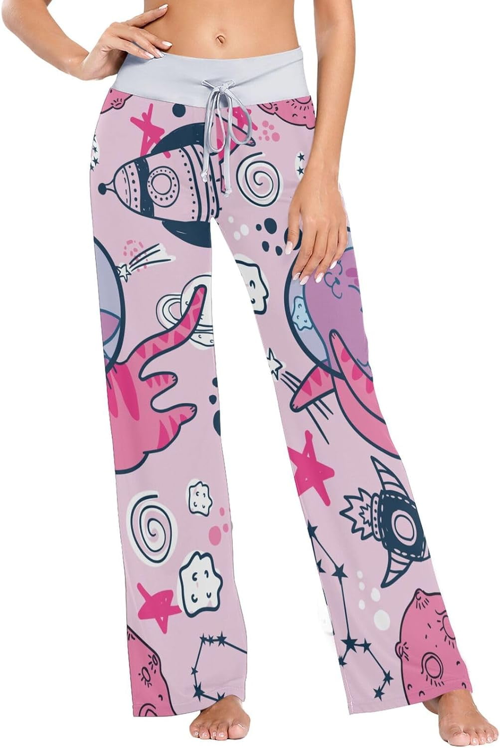 GZHJMY Women's Pajama Pants Space Cat Pattern Comfy Stretch Sleepwear Essentials womens ...