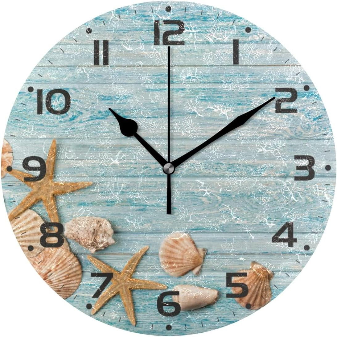 GZHJMY Wood Wall Clock, 10" Silent Non Ticking Round Clock, Oil ...