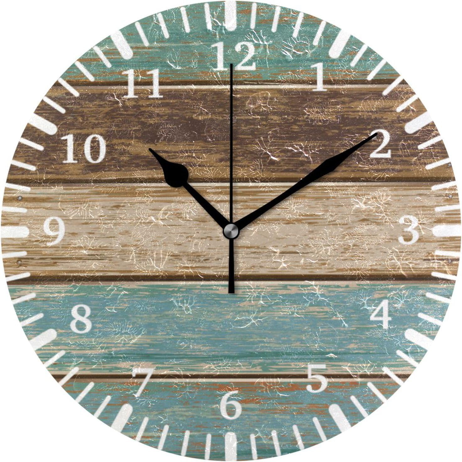 GZHJMY Wood Wall Clock,Silent Non Ticking 10 Inch Battery Operated ...
