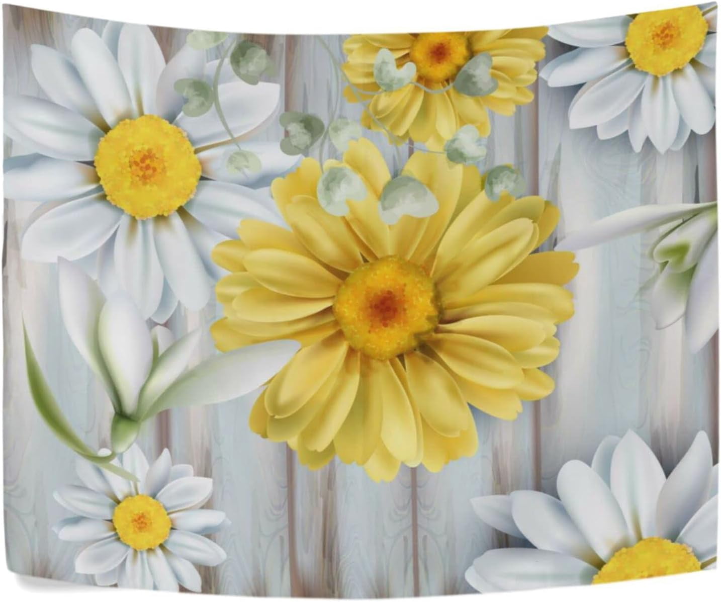 GZHJMY Wooden Daisy Sunflower Tapestries Wall Hanging Bedding Tapestry ...