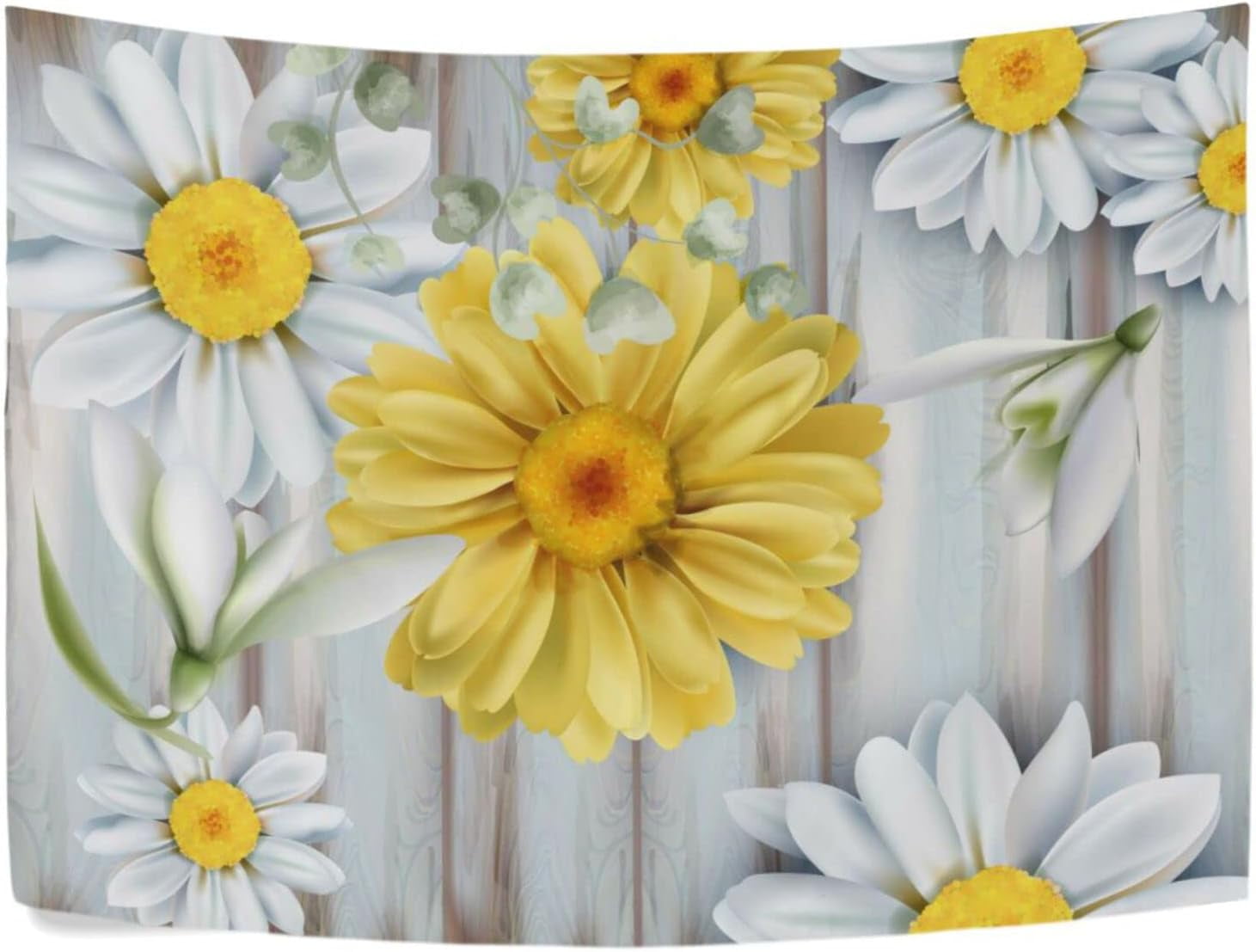 GZHJMY Wooden Daisy Sunflower Tapestries Wall Hanging Bedding Tapestry ...