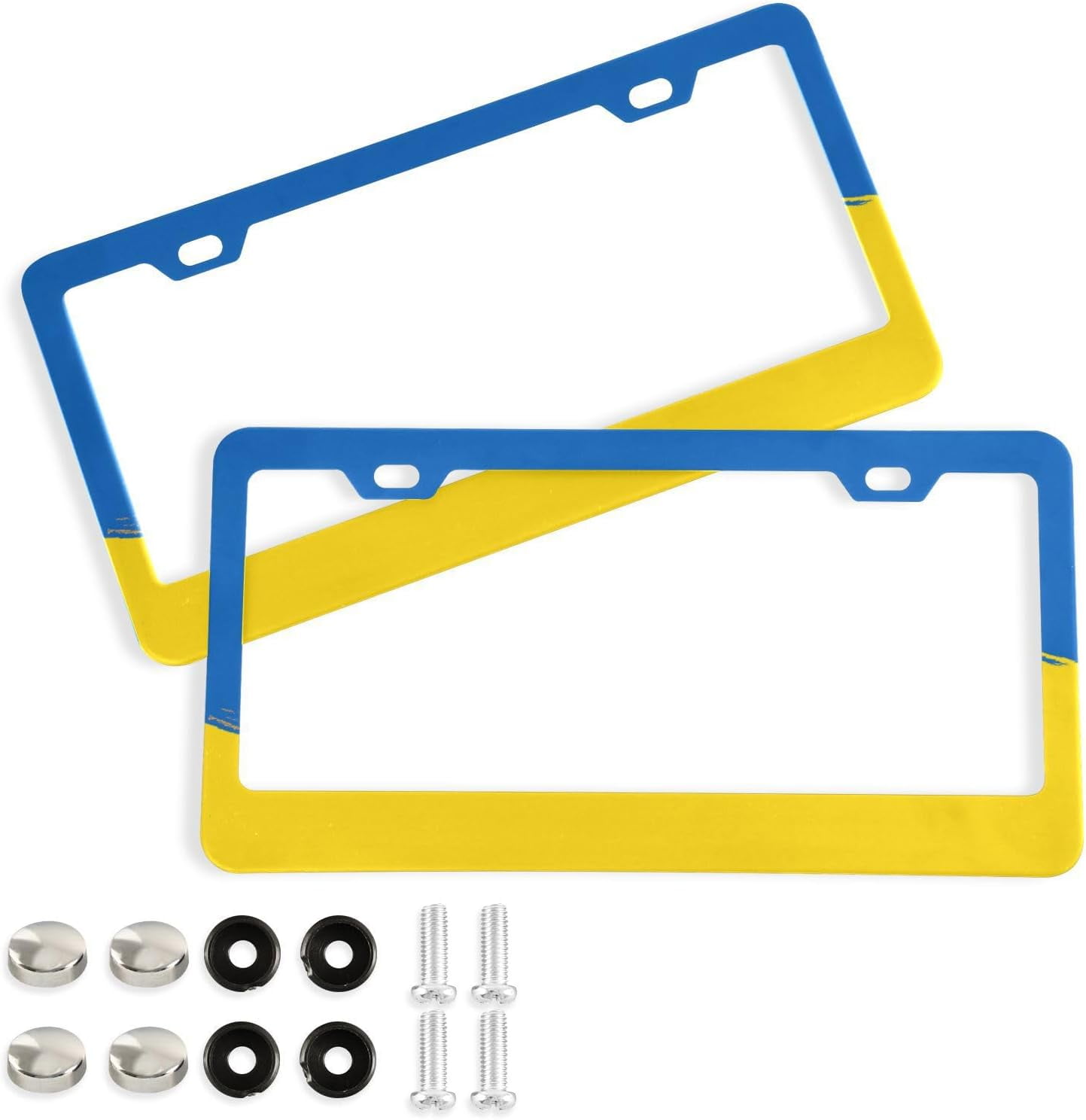 GZHJMY Yellow Blue Car License Plate Frame, 2 Pack Aluminum License ...