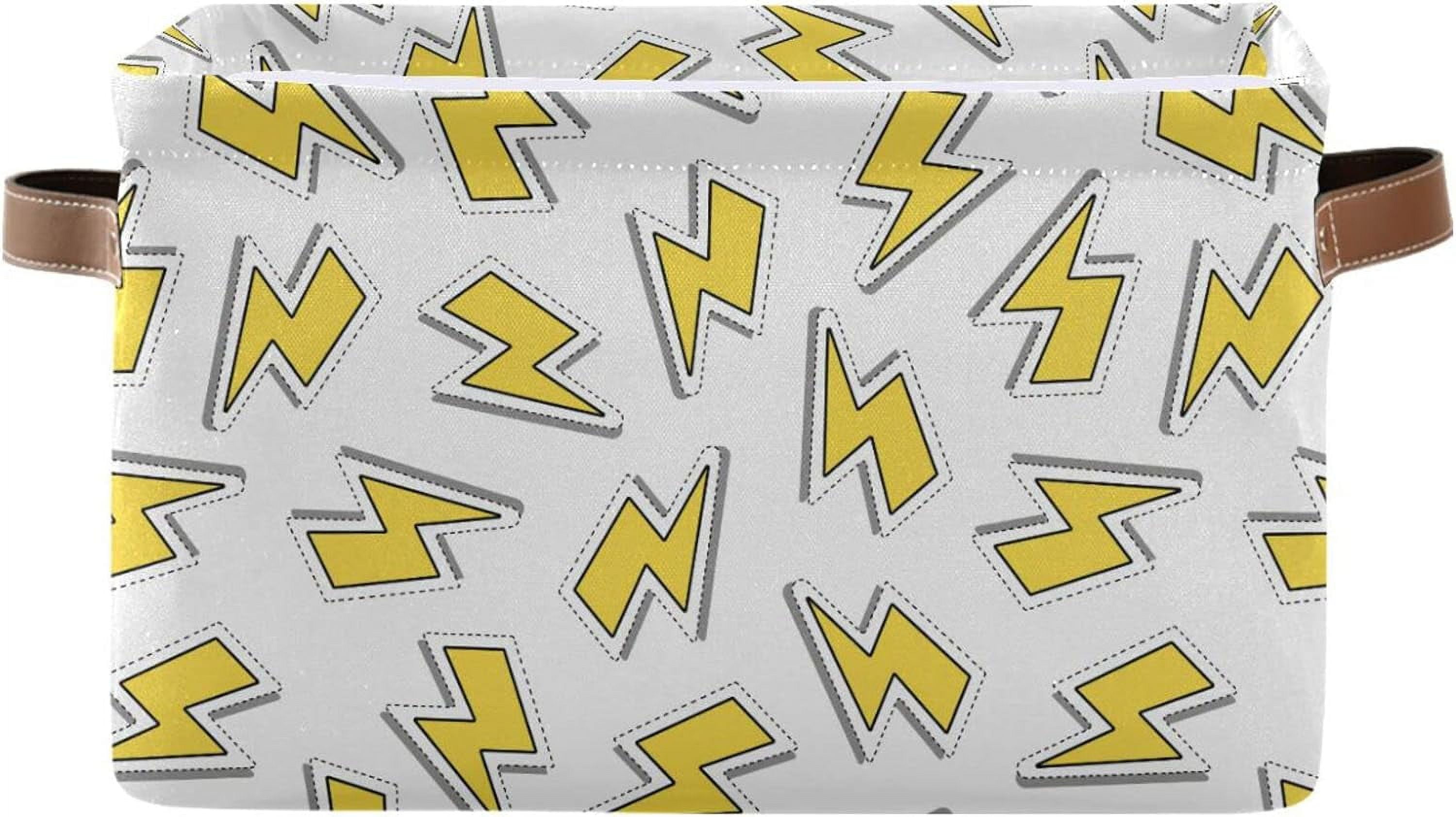 GZHJMY Yellow Cartoon Lightning Pattern Shelf Storage Baskets, Foldable ...