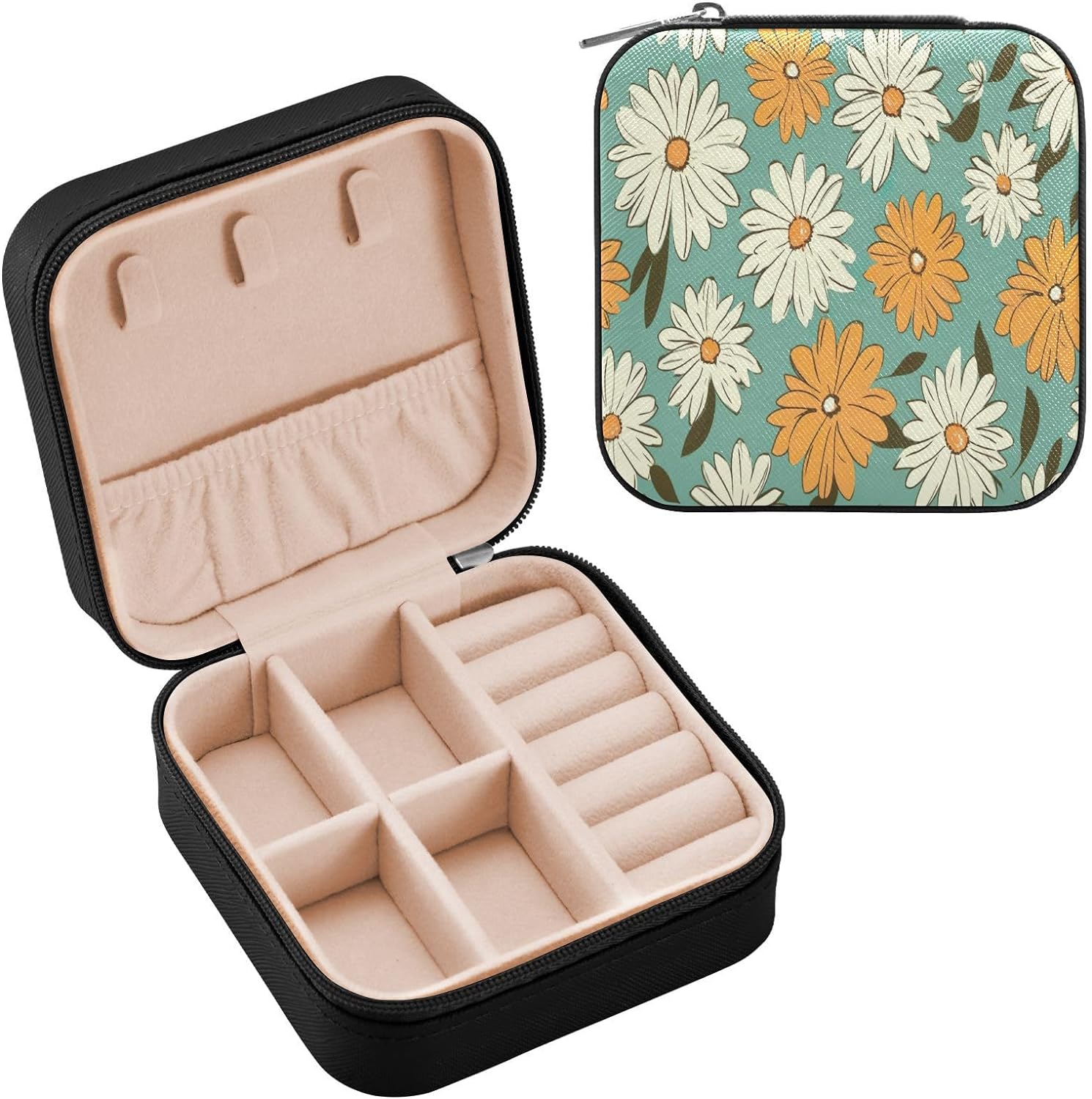 GZHJMY Yellow Daisies Jewelry Box Organizer for Women Girls, Travel ...