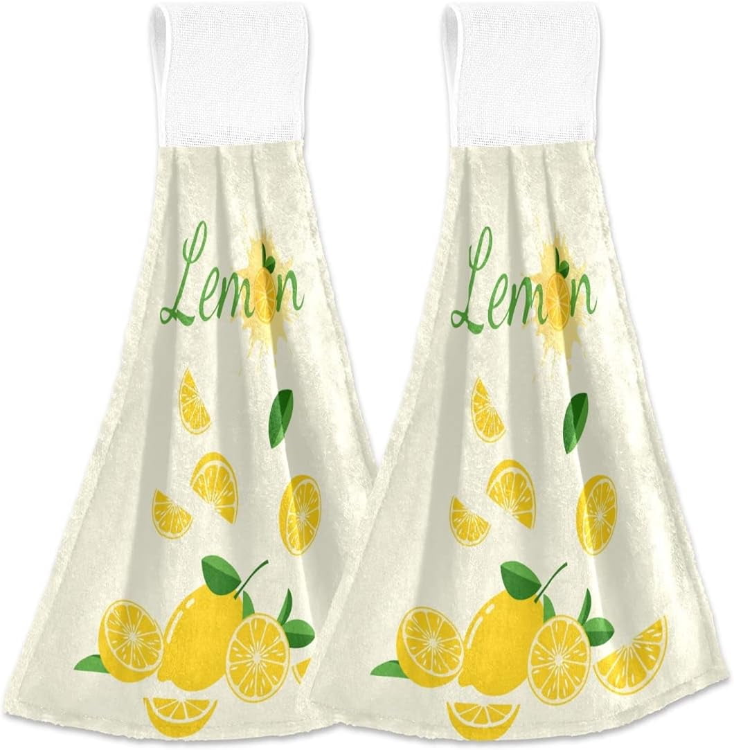 GZHJMY Yellow Lemon Kitchen Hand Towel 2 Pieces Tropical Lemon Dish ...