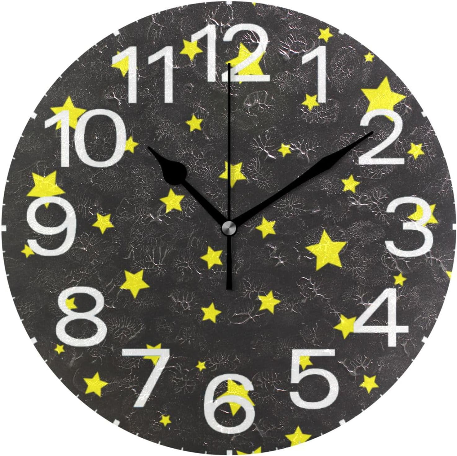 GZHJMY Yellow Stars Wall Clock,Silent Non Ticking 10 Inch Battery ...
