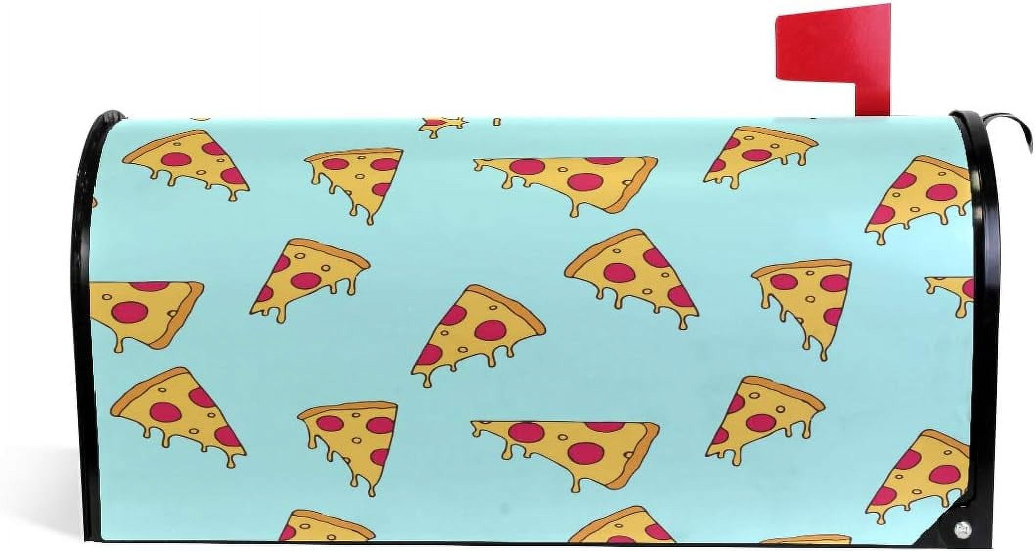 GZHJMY Yummy Pizza Slice Blue Magnetic Mailbox Cover Standard Size ...