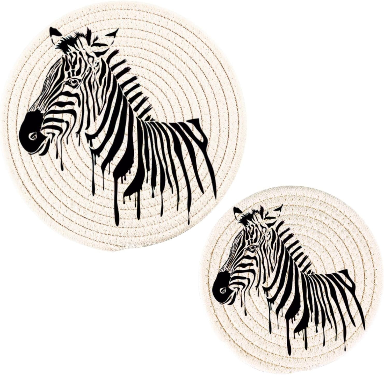 GZHJMY Zebra Animal with Black and White Striped Pot Holders Trivets ...
