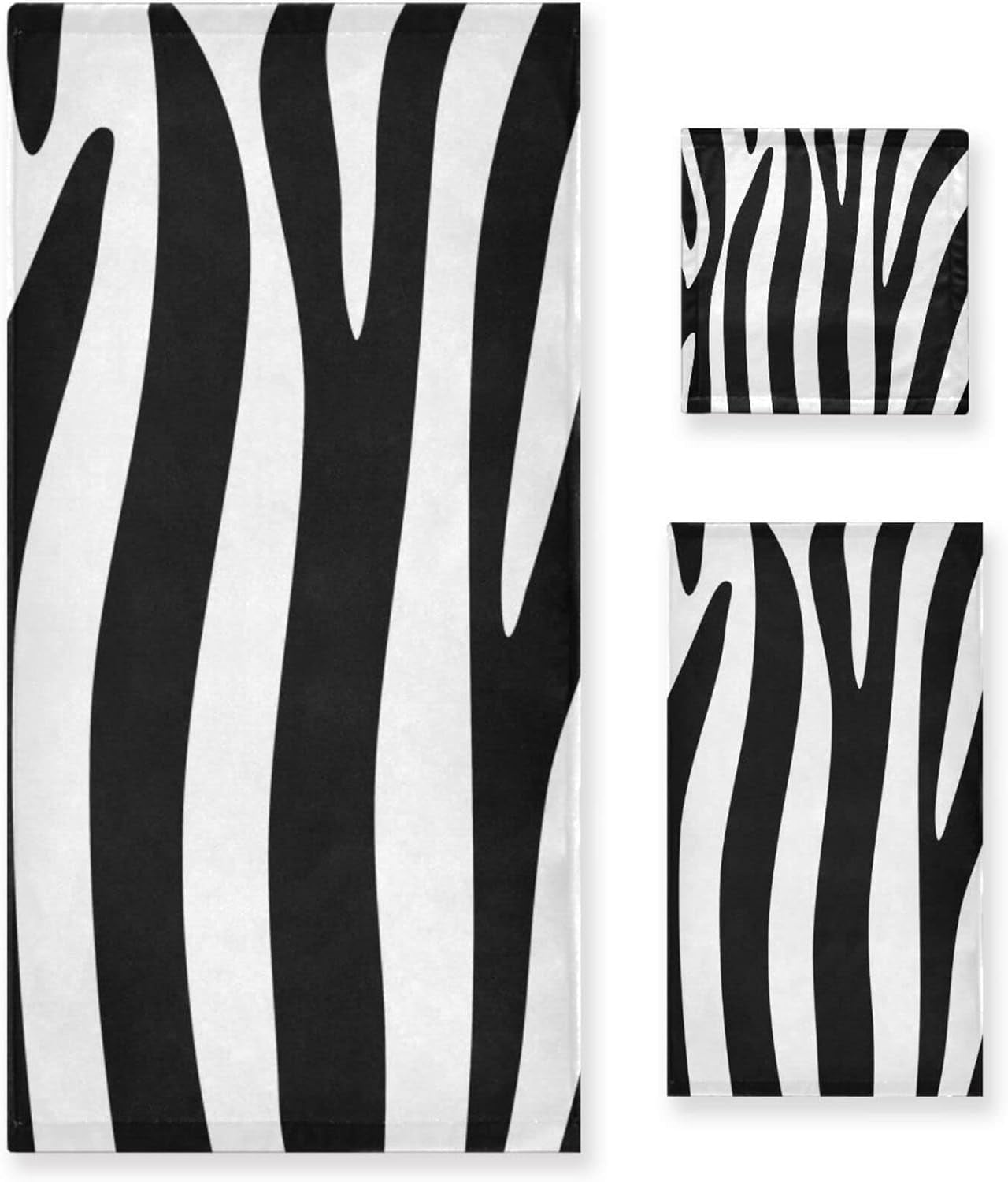 GZHJMY Zebra Bath Towel Set of 3, Absorbent Soft Bathroom Towel with ...
