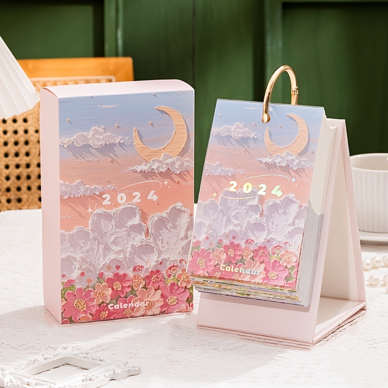 GZHOUFDXINX 2024 Fresh Creative Aesthetic Oil Painting Desktop Planner ...