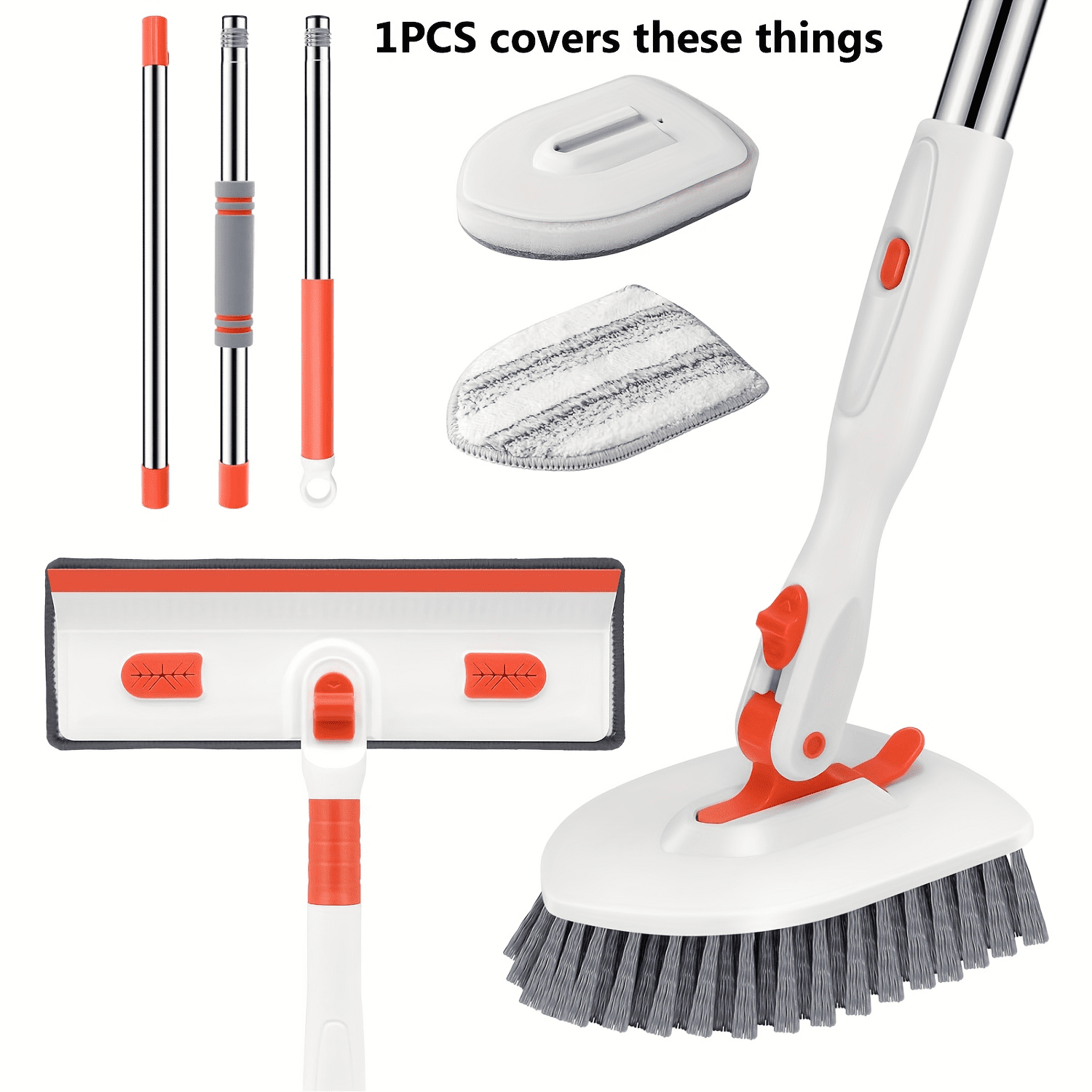 GZHOUFDXINX Tile and Bathtub Floor Cleaner Set with Adjustable 52 Inch ...