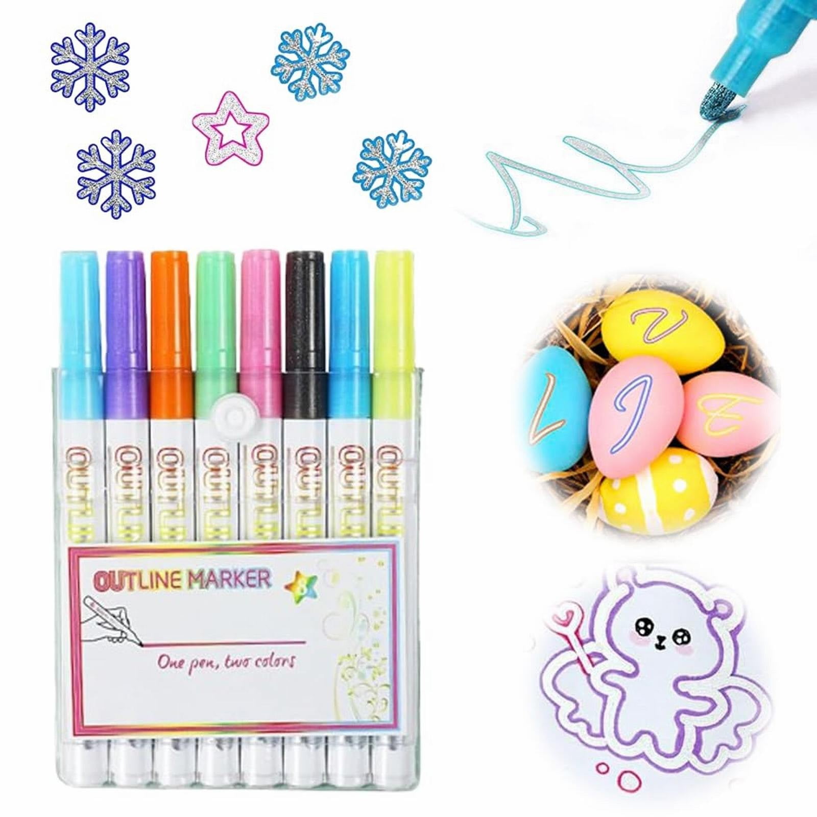 GZJCKJY 2024 New Glitter Gel Pens,Double Line Glitter Markers Set ...